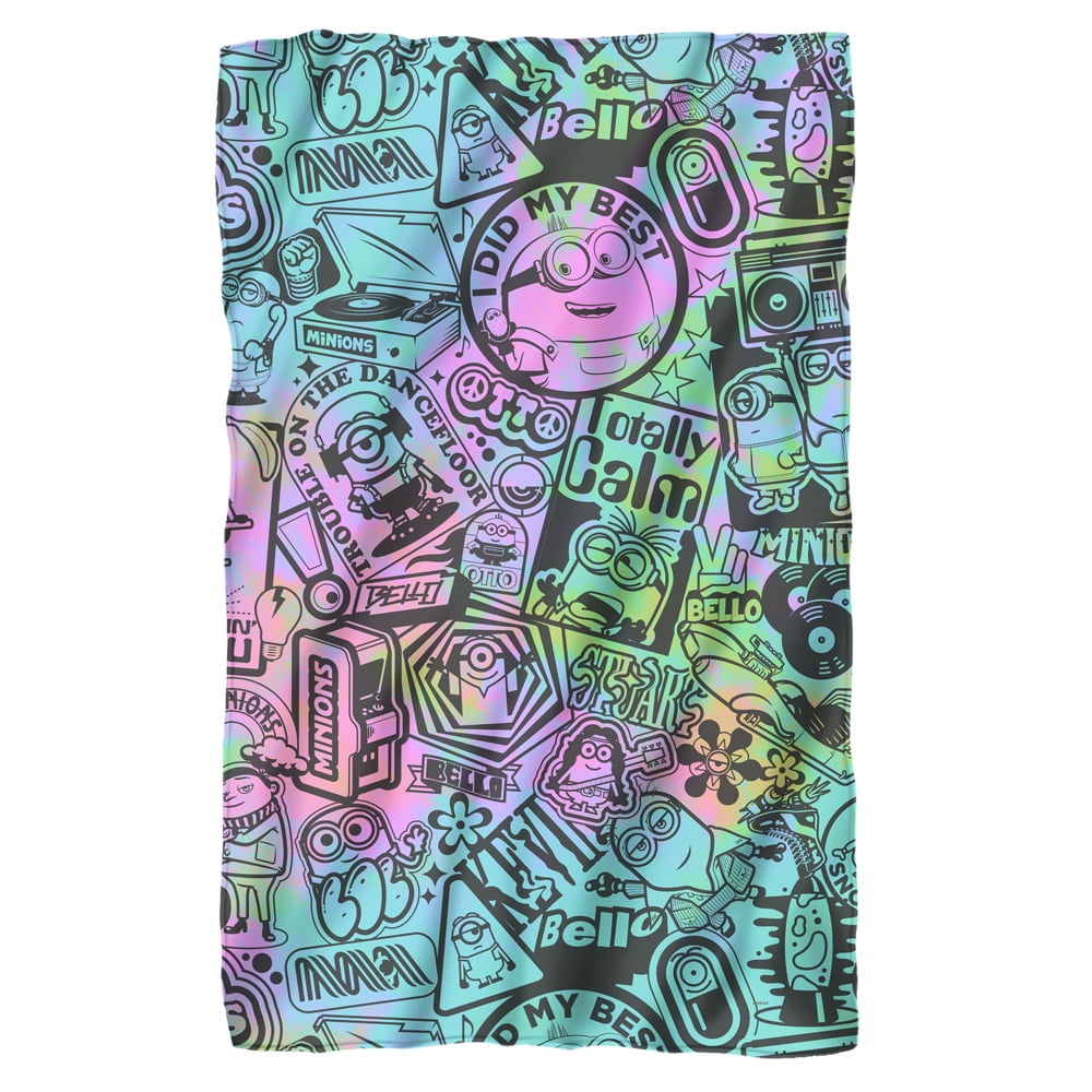 Minions Blanket, 36"x58" Rainbow Stickers Pattern Fleece Blanket ...