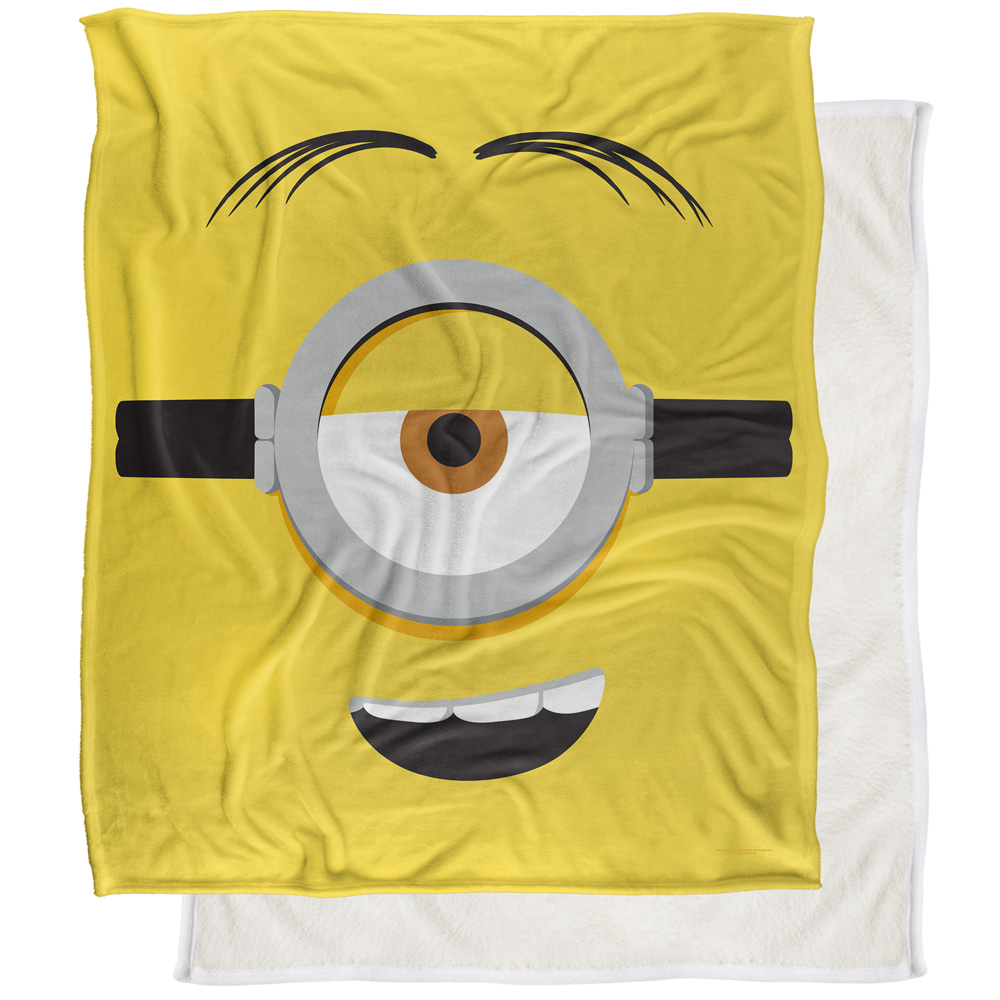 Minions Blanket, 50"x60", Stuart Face Silky Touch Sherpa Back Super ...