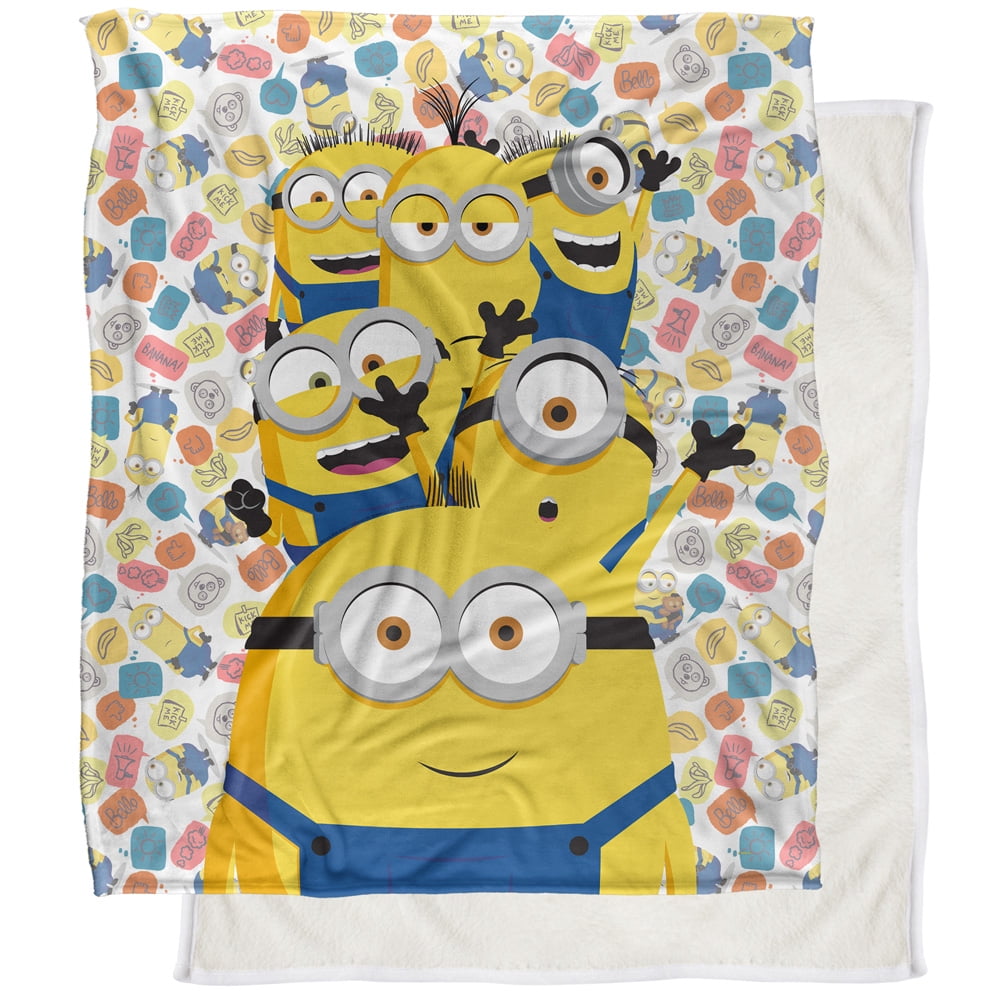 Minions Blanket, 50"x60" Waving Silky Touch Sherpa Back Super Soft ...