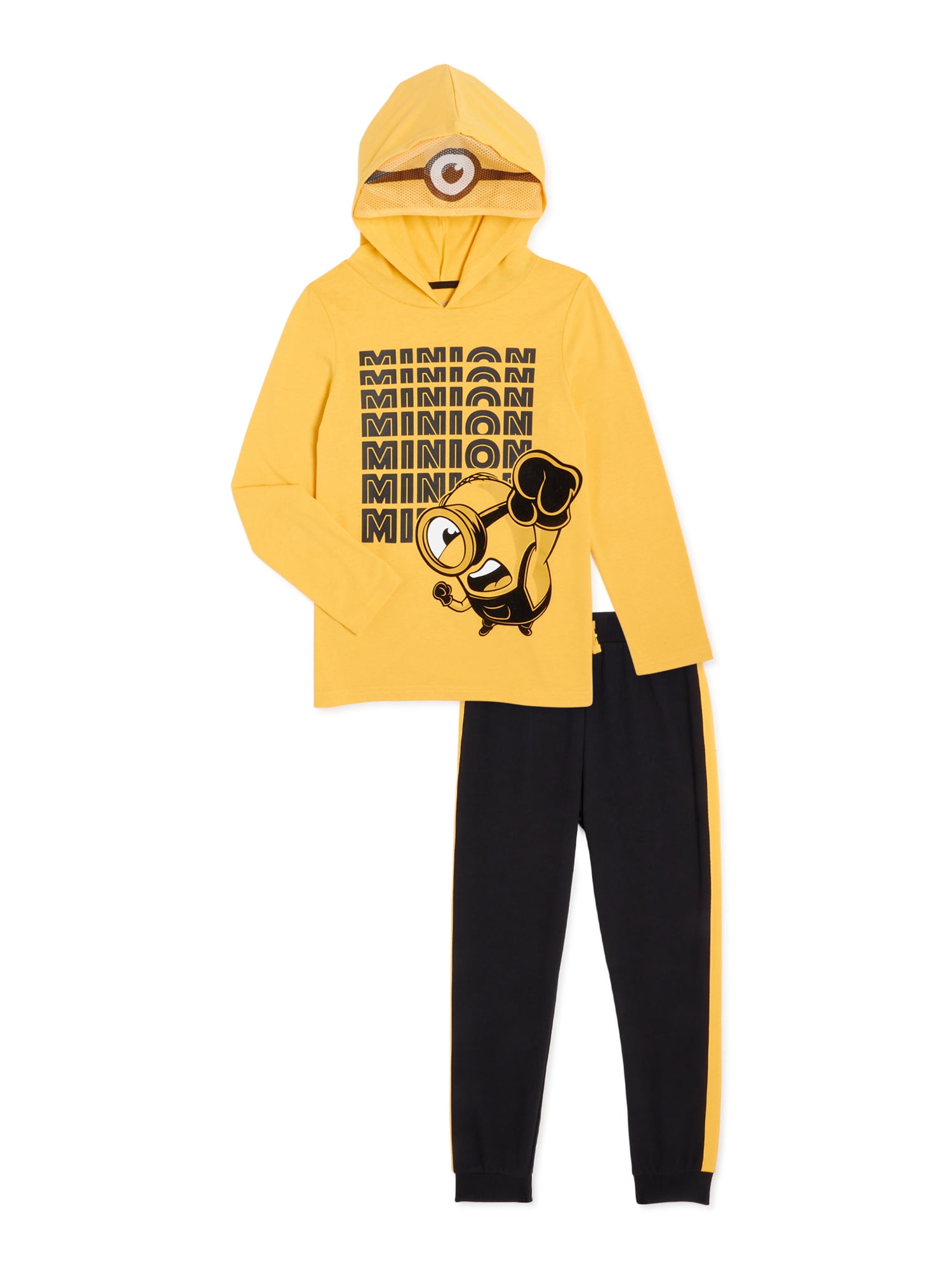 Minions Boys Cosplay Hooded Long Sleeve T-Shirt & Joggers, 2-Piece ...