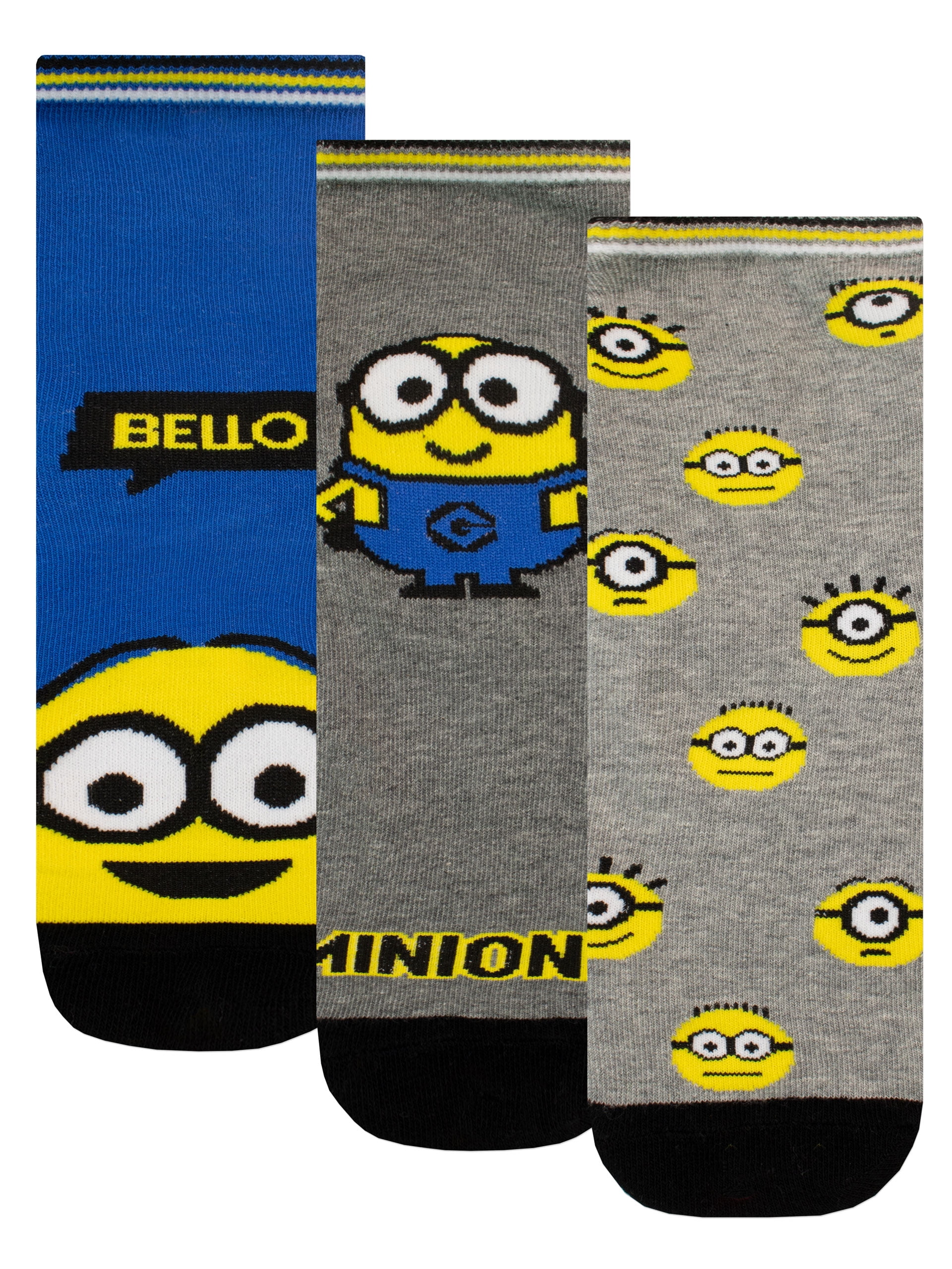 Minions Boys Socks 3 Pack Blue Sizes 4 - Adults 4 - Walmart.com