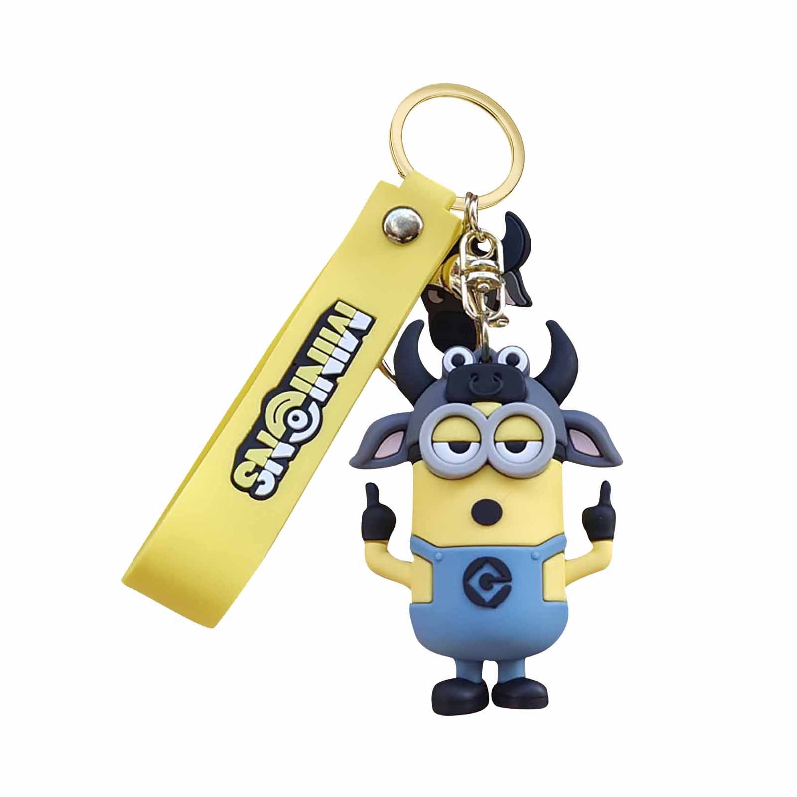Minions Cartoon Character Themed Silicone 3D Charm Keychain Keyring ...