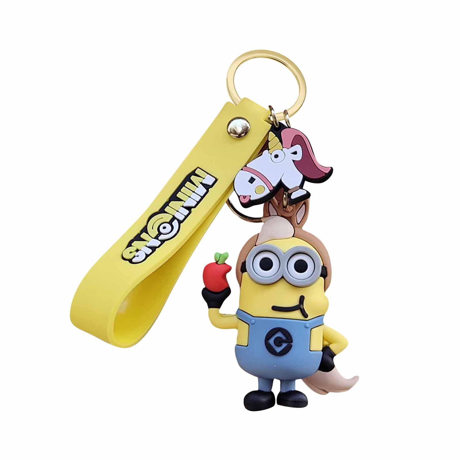 Minions Cartoon Character Themed Silicone 3D Charm Keychain Keyring ...