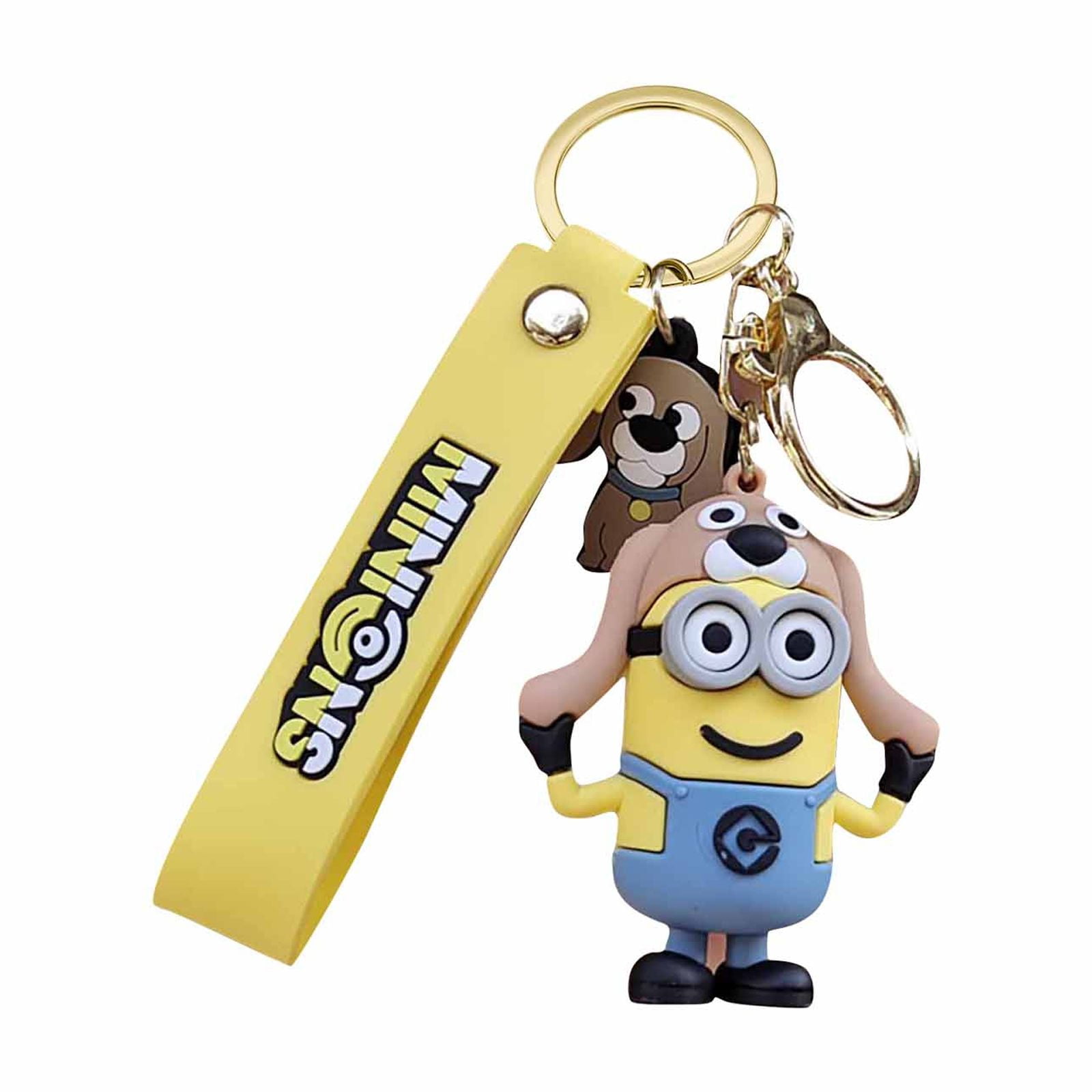 Minions Cartoon Character Themed Silicone 3D Charm Keychain Keyring ...