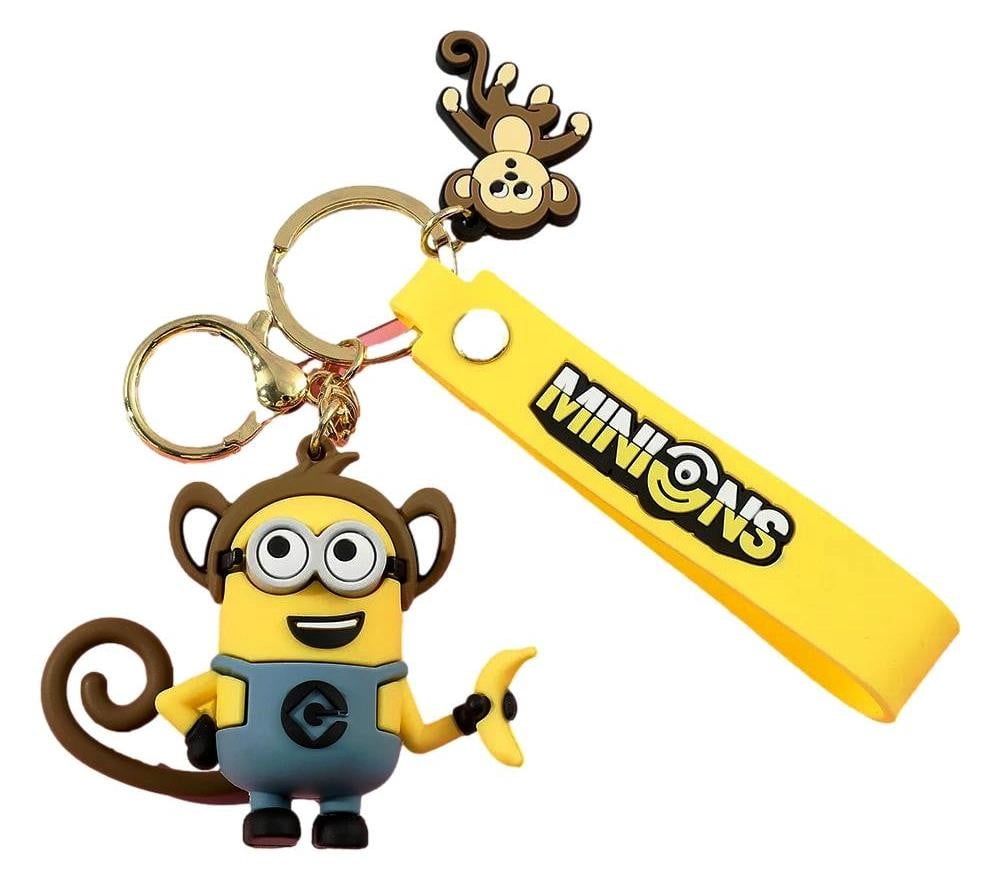 Minions Cartoon Character Themed Silicone 3D Charm Keychain Keyring ...
