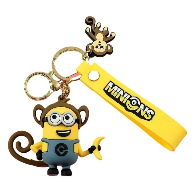 Minions Cartoon Character Themed Silicone 3D Charm Keychain Keyring ...