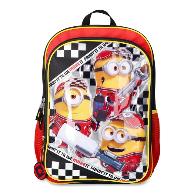 Minions Fakin It Til We Make It 17" Backpack, Red - Walmart.com