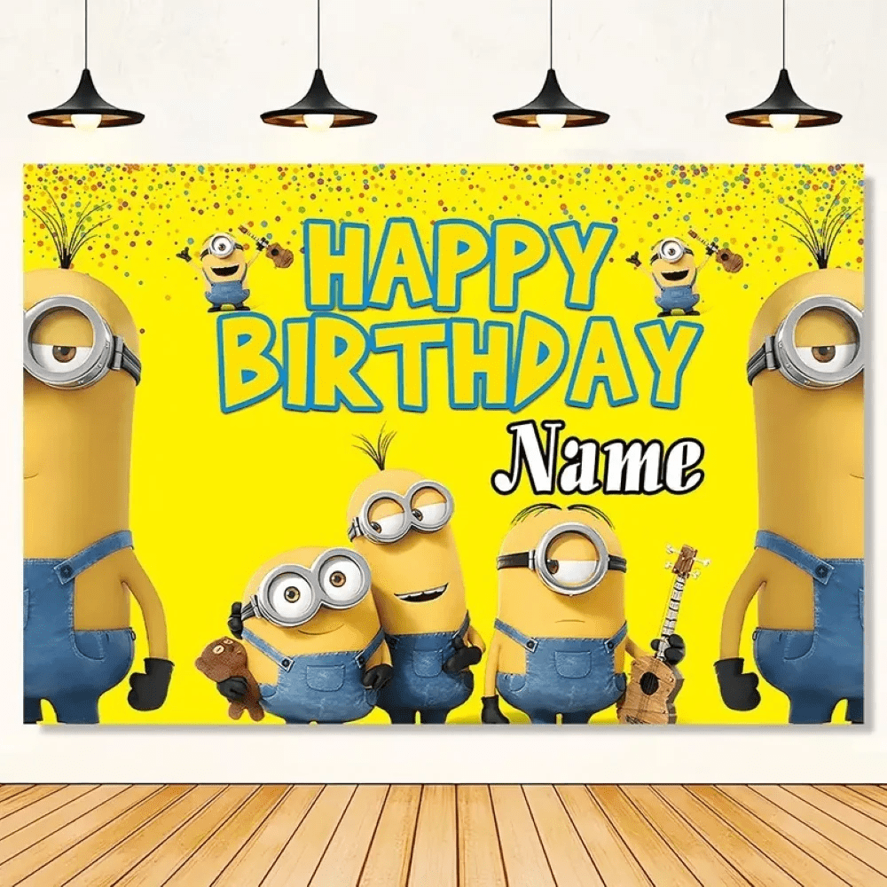 Minions Happy Birthday Backdrop Large Banner with Theme Party Supplies ...