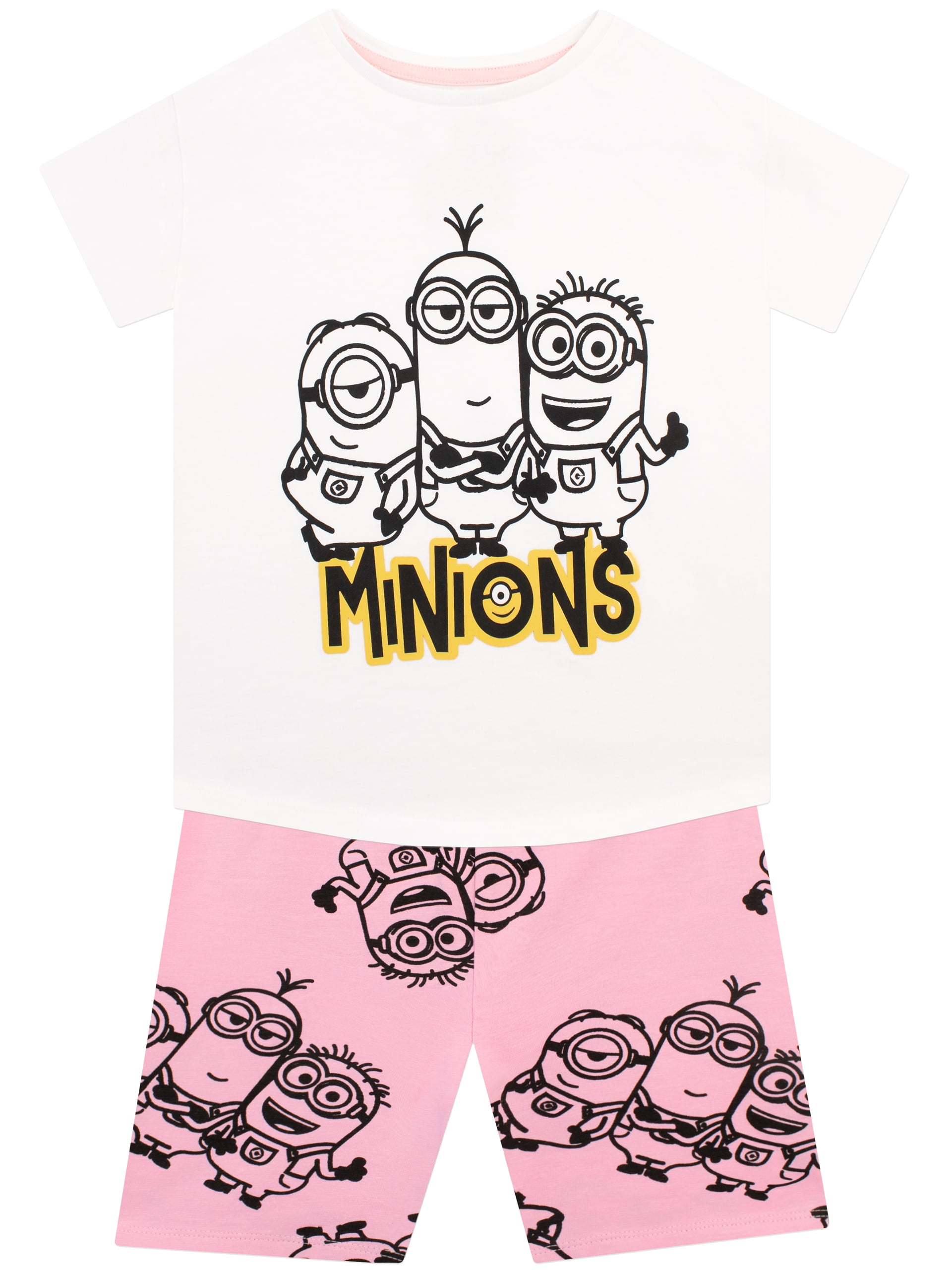 Kids Minions Girls T-Shirt And Short Set Pink Sizes 5-12 - Walmart.com