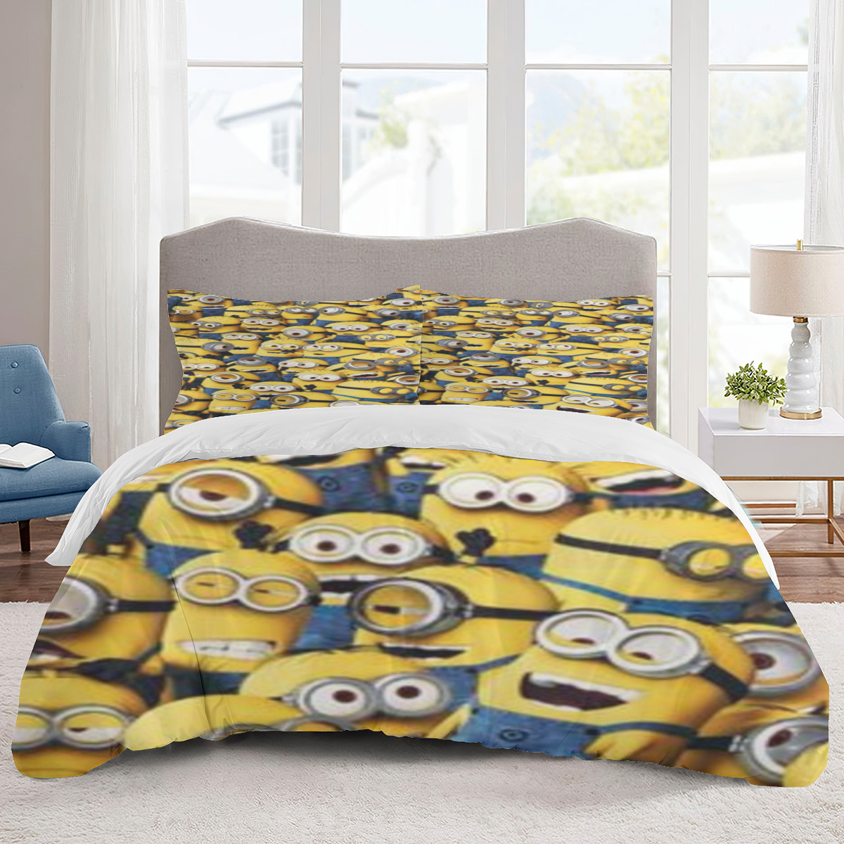 Minions Kids Bedding Set Super Soft 1 Duvet Cover with 2 Pillowcase 3 ...