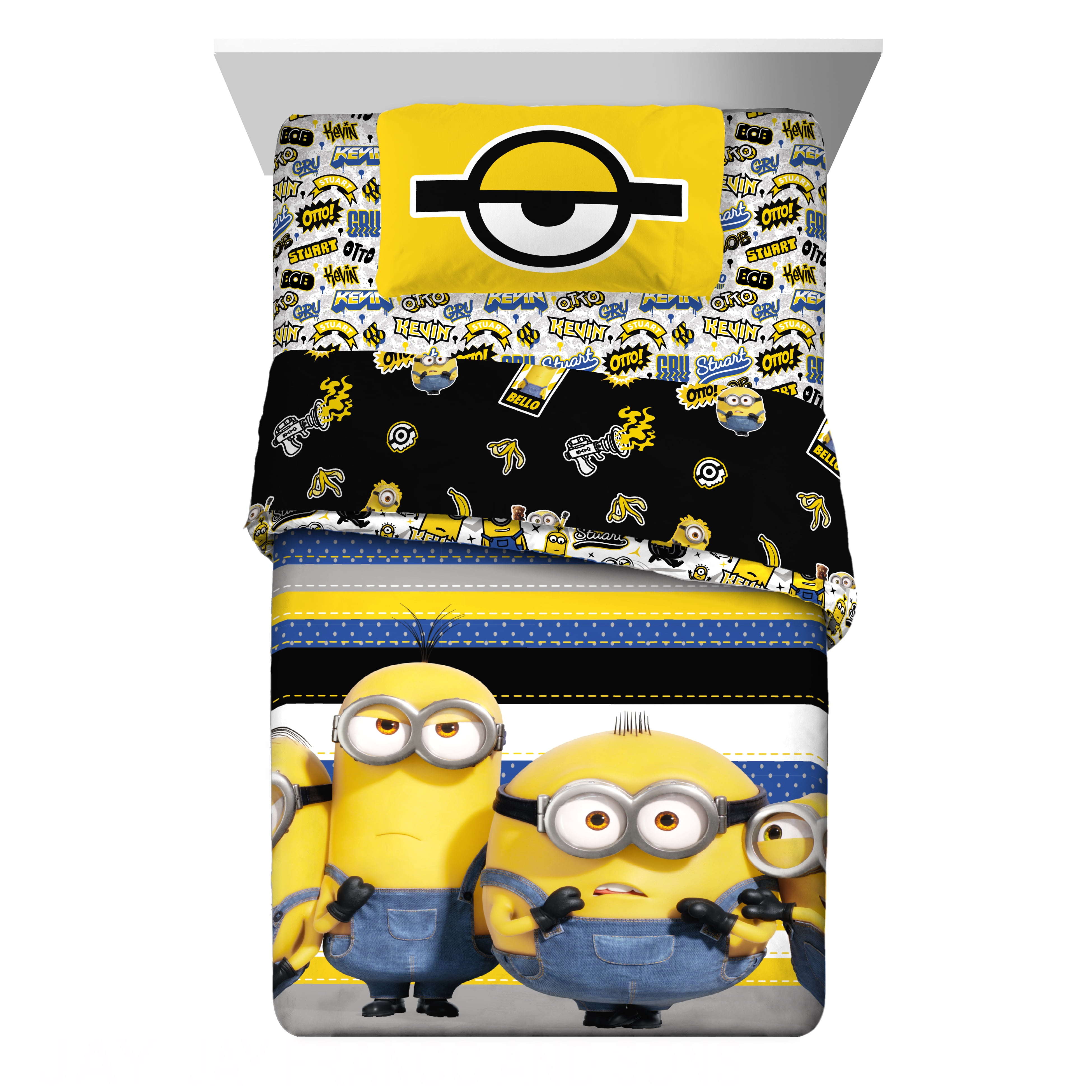 Minions Kids Twin Bed in a Bag, Comforter and Sheets, Yellow, Universal ...