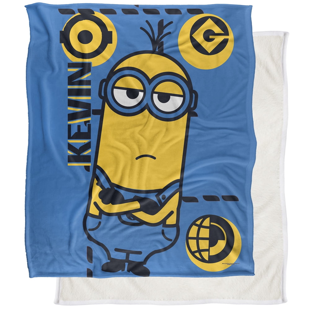 Minions Minion Kevin Blue Silky Touch Sherpa Back Super Soft Throw ...