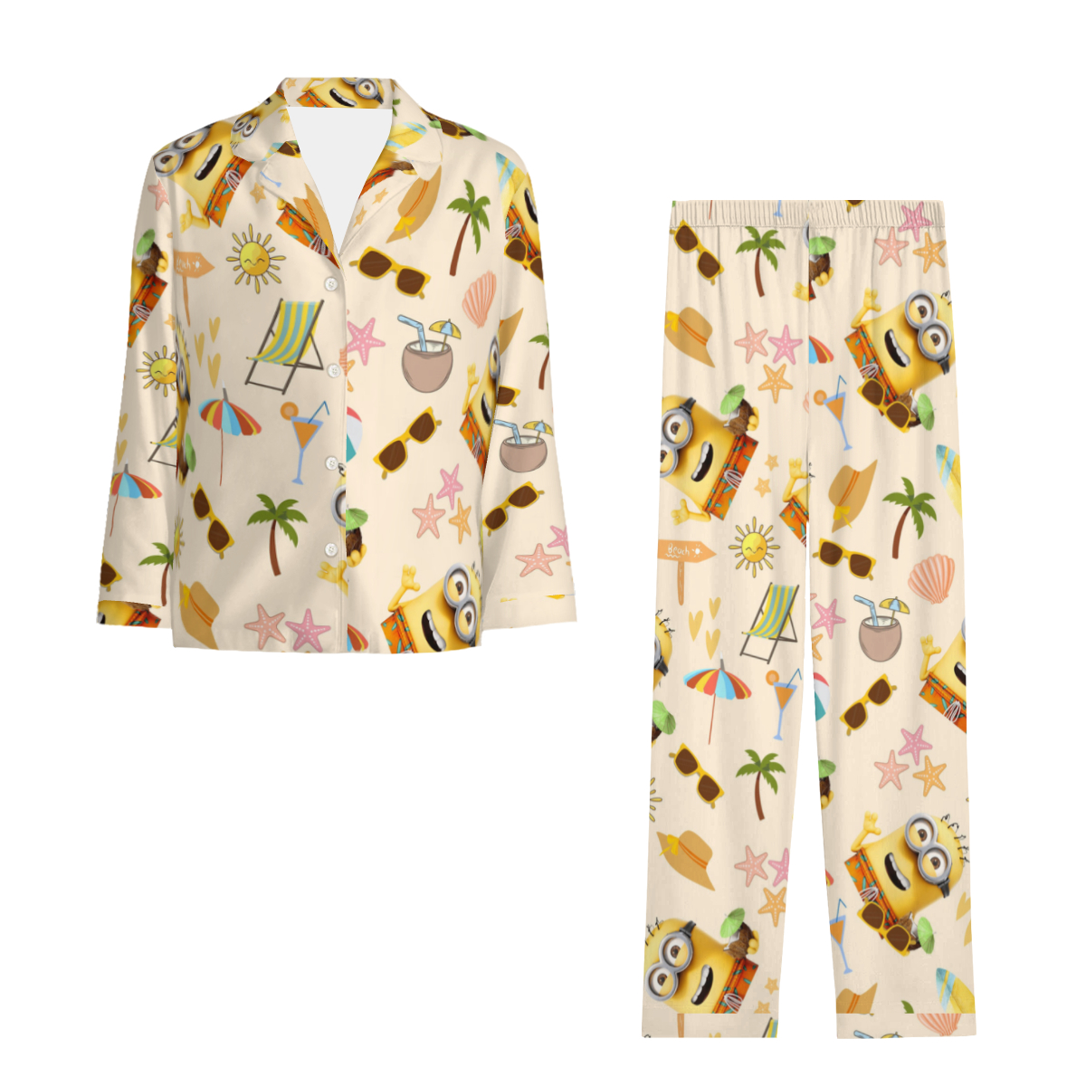 Minions Pajamas Children Long Sleeve Button Pajamas Sleepwear Soft ...