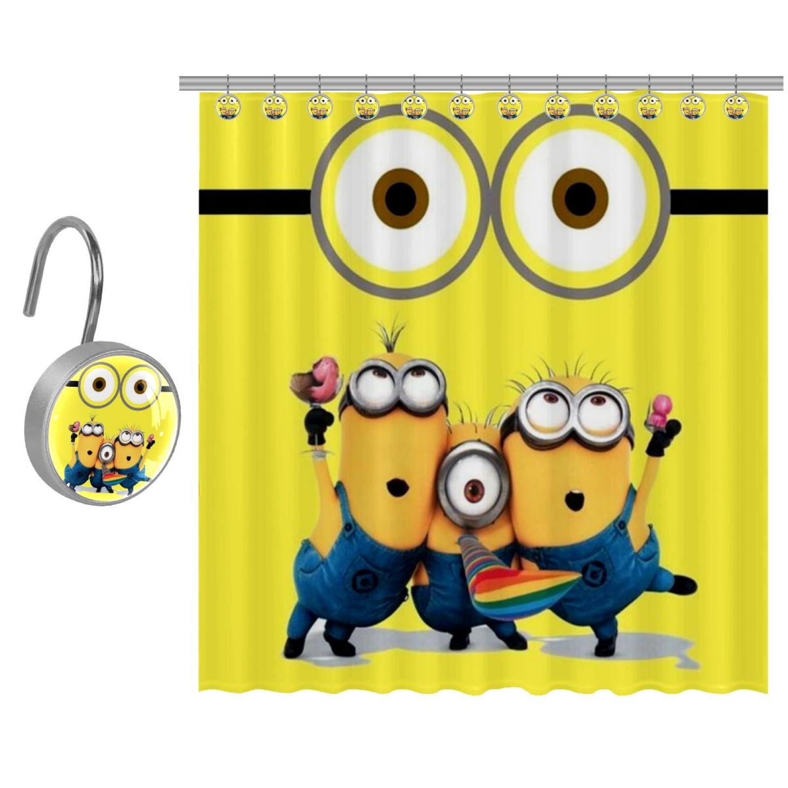 Minions Printed Shower Curtain with 9 Hooks 36" x 72" - Walmart.com