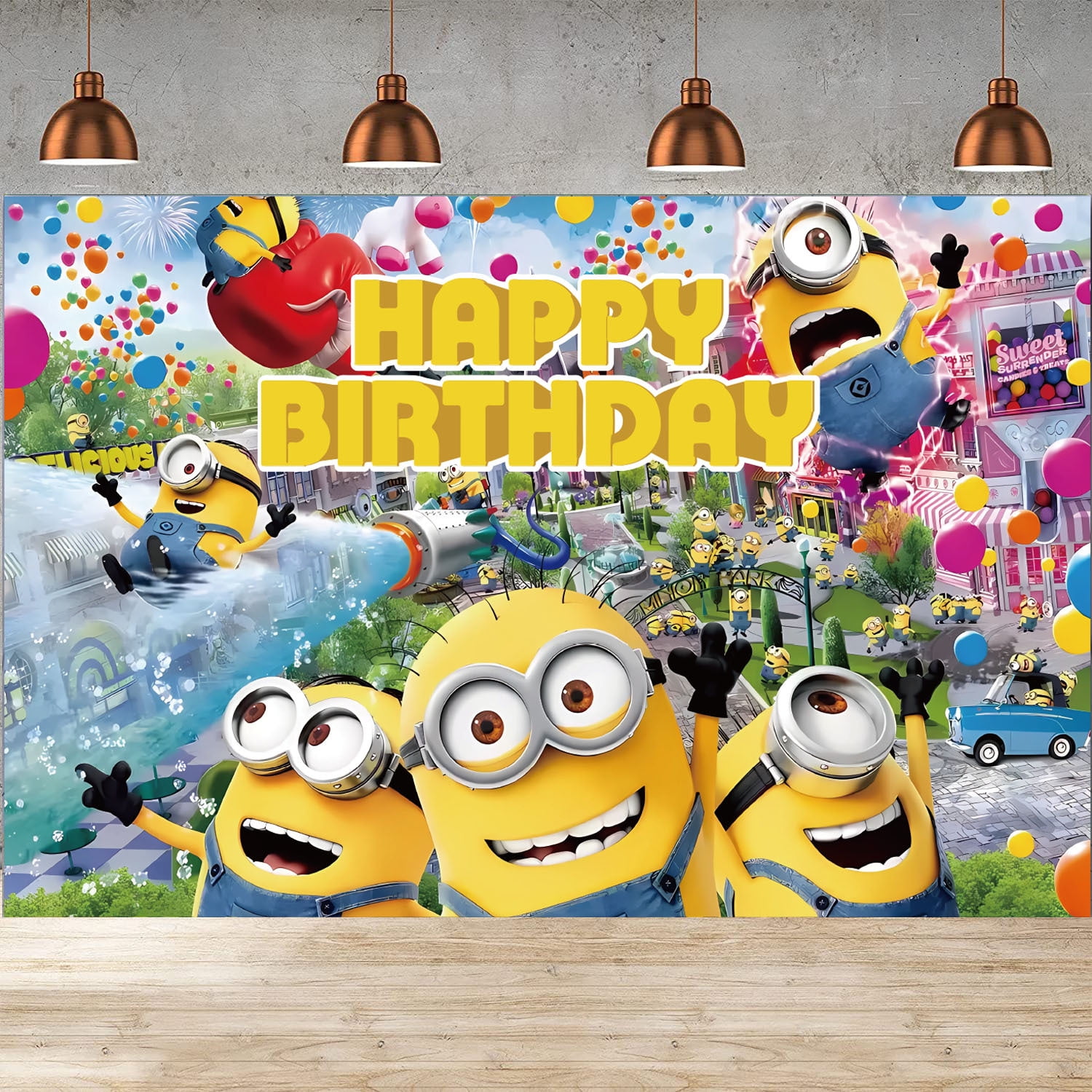 Minions Theme Birthday Flag Background Banner Children's Party ...