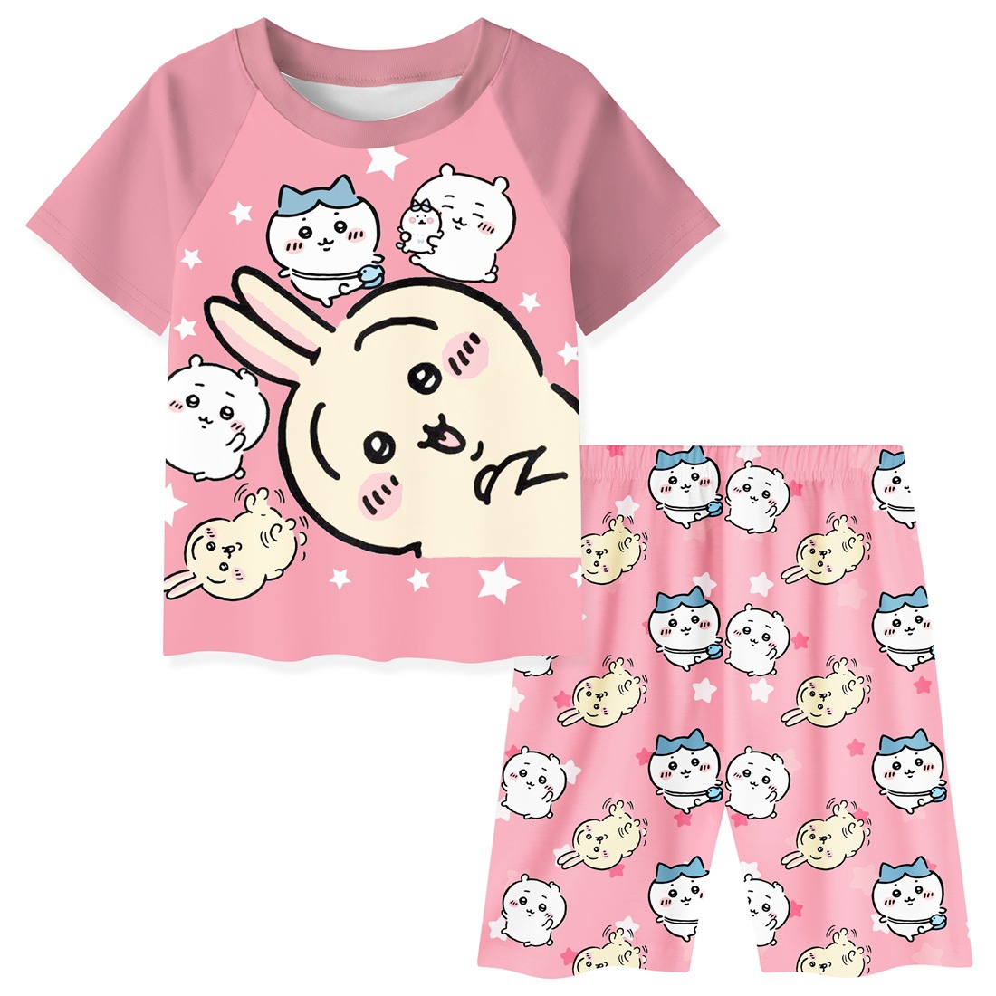 Miniso Chiikawa Pajama Sets For Kids 2024 Summer New Cute Girls Cartoon ...