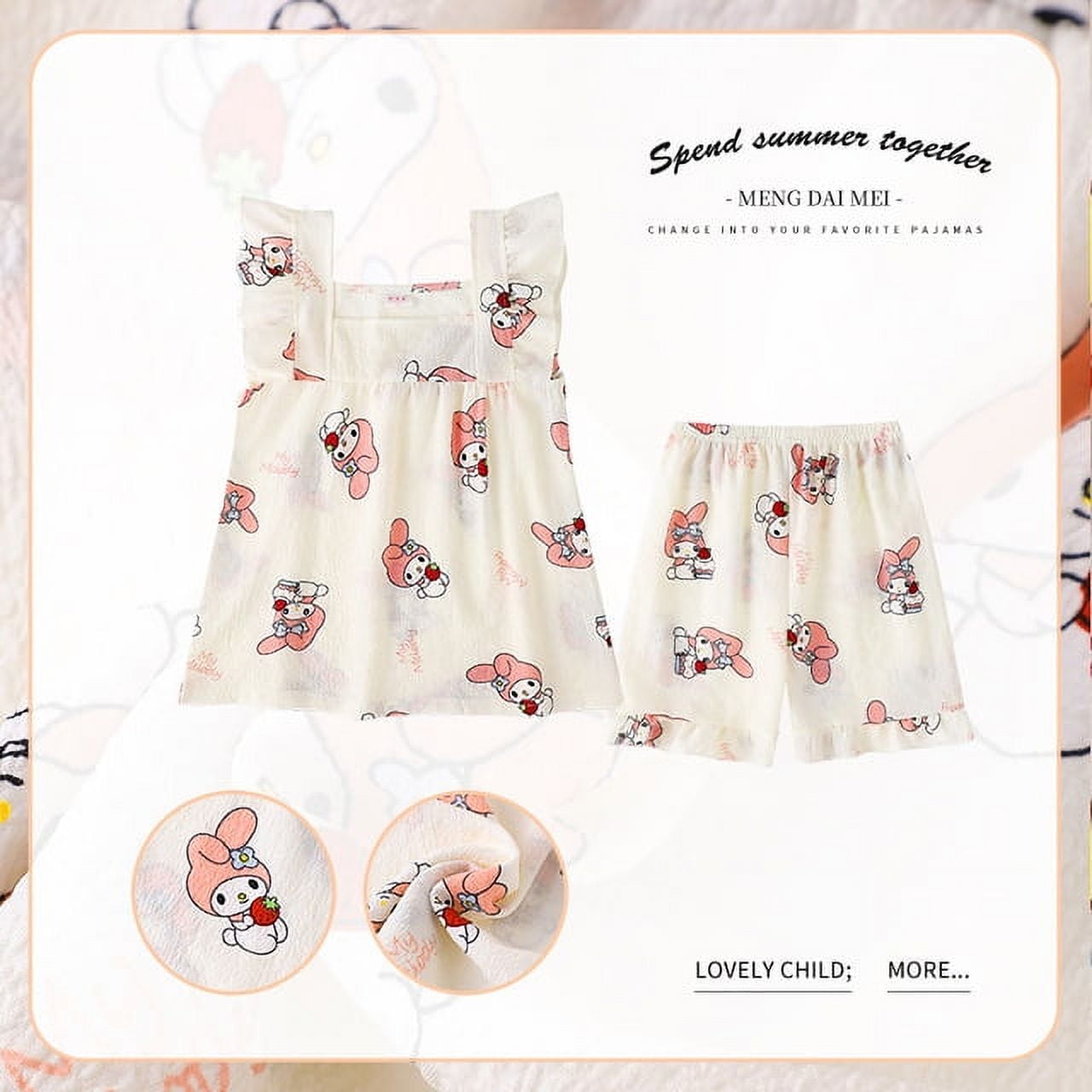Miniso Cinnamoroll Bow Pajamas Kawaii Kuromi My Melody Girls Sleeveless ...