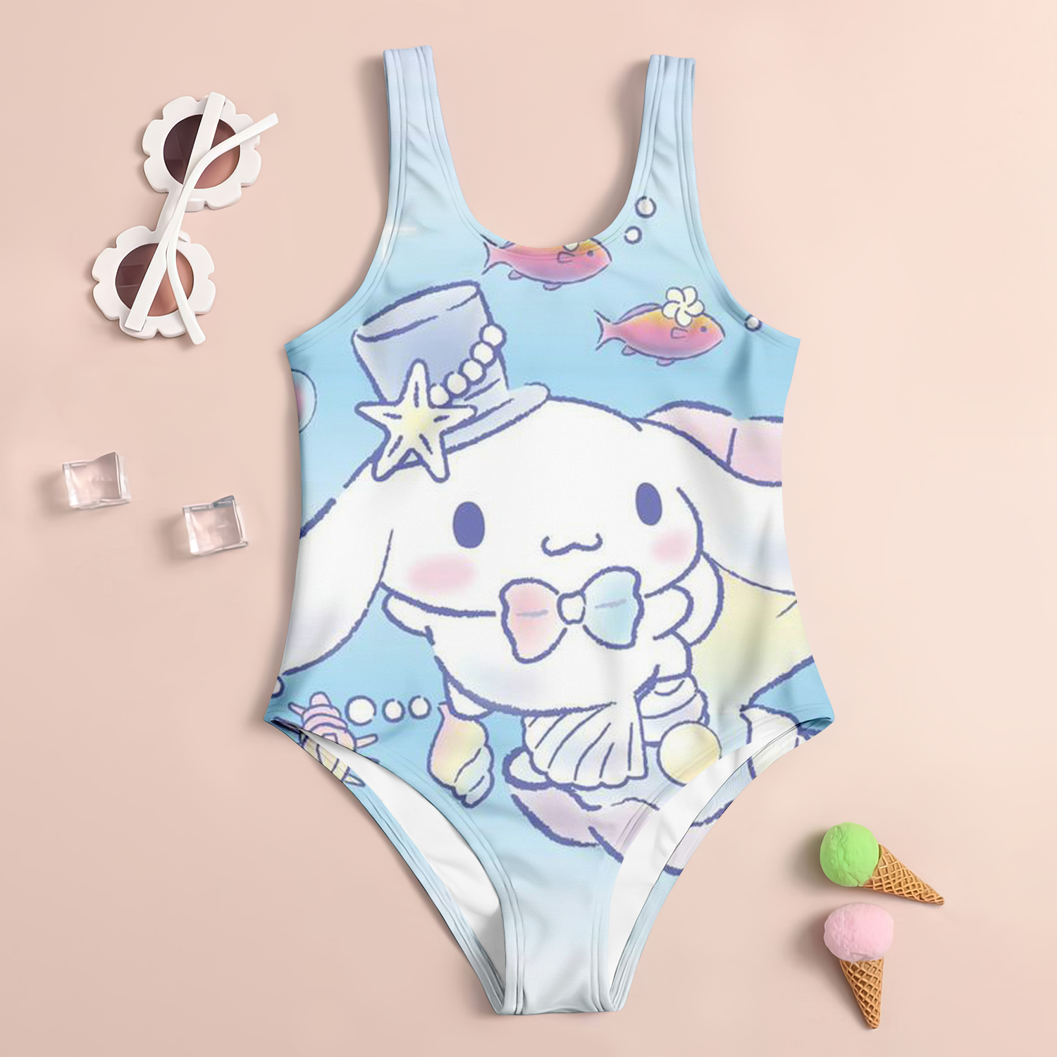 Miniso Cute Children‘s One-Piece Swimsuit 3d Sanrio Cinnamon Print Girl ...