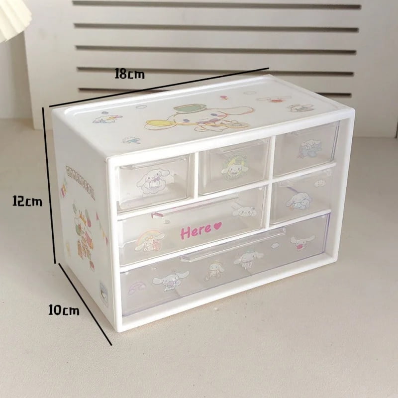 Miniso Sanrio 6 Grids Drawer Storage Box Desk Organizer with Kawaii ...