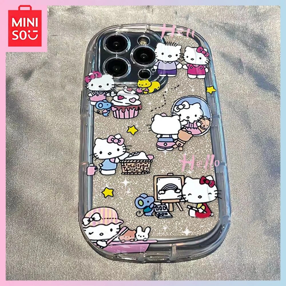 Miniso Sanrio Hello Kitty Kawaii Full Screen Glitter Iphone14Promax ...