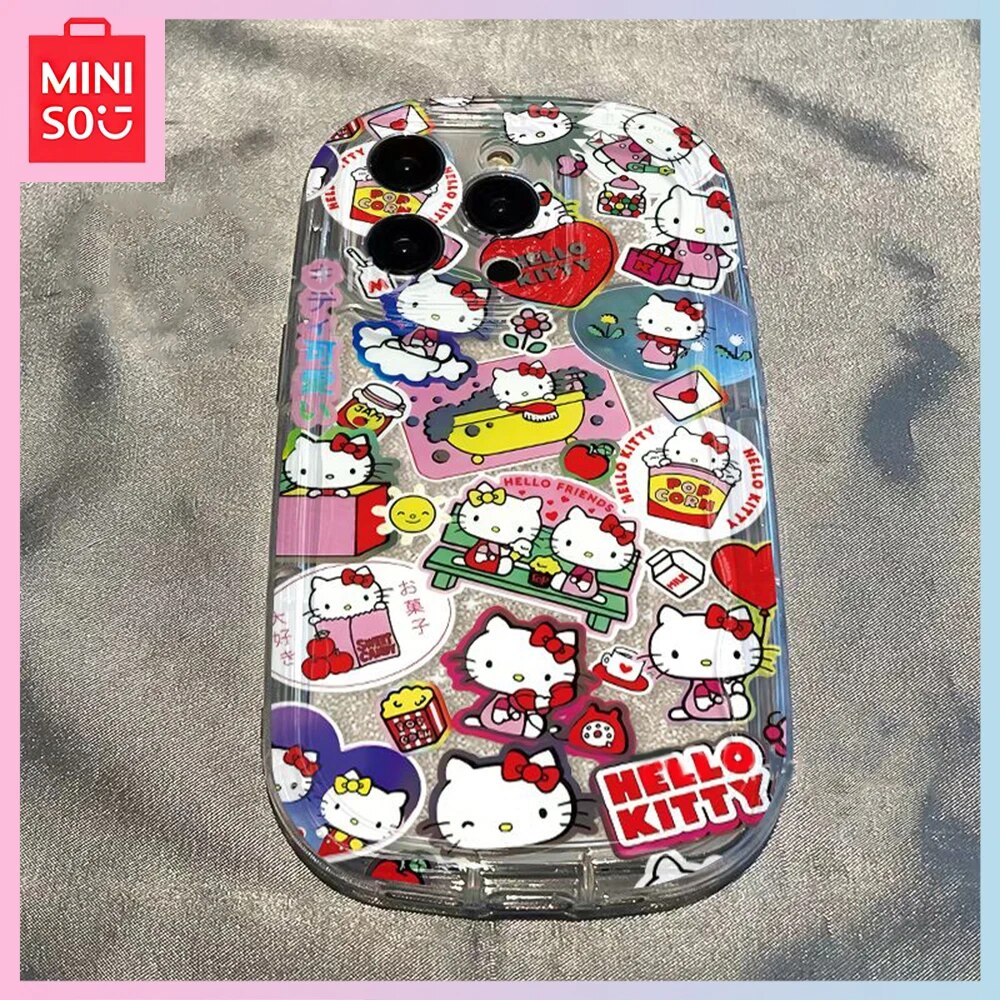 Miniso Sanrio Hello Kitty Kawaii Full Screen Glitter Iphone14Promax ...