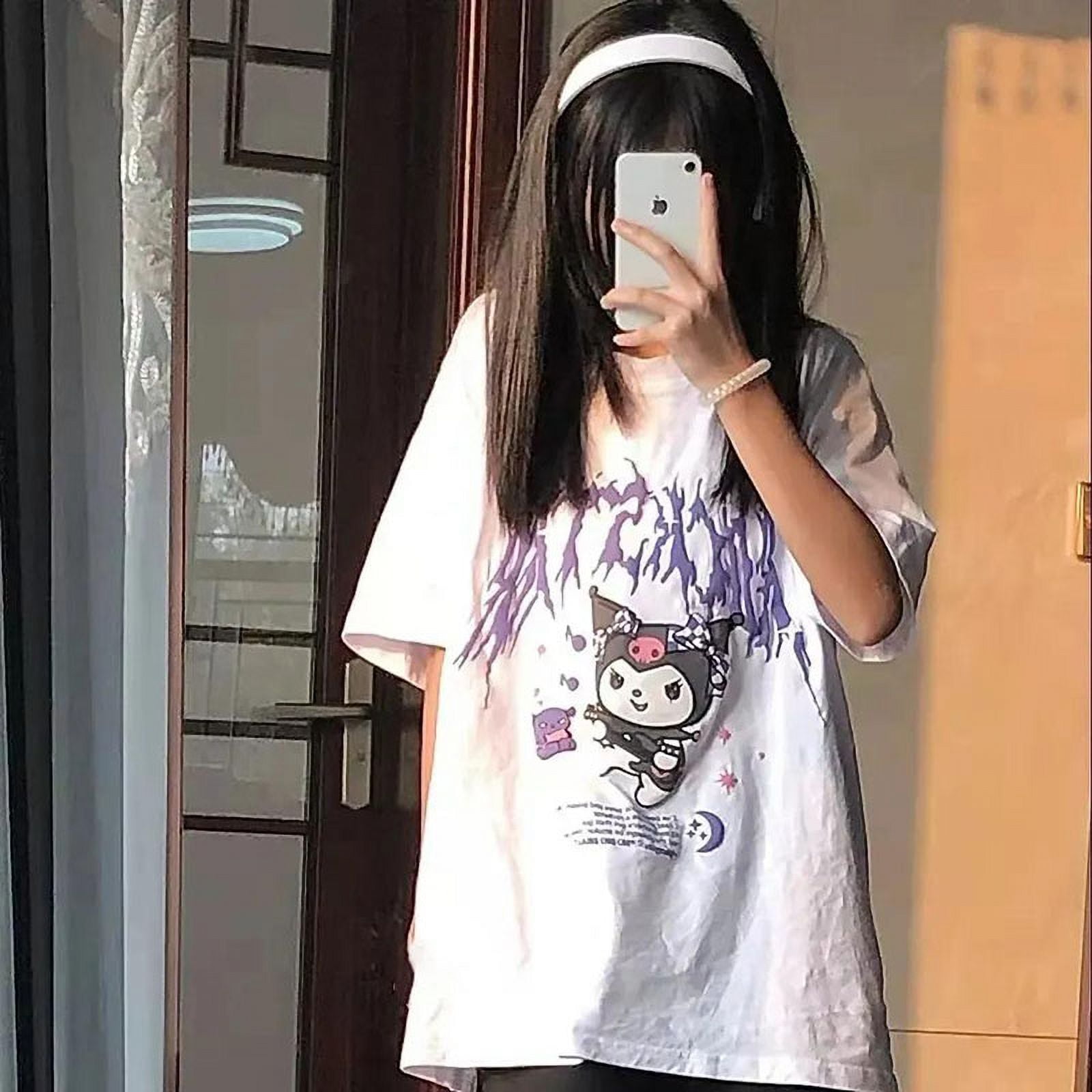 Miniso Sanrio Kuromi T Shirt Cute Cartoon Summer Loose Printing Short ...