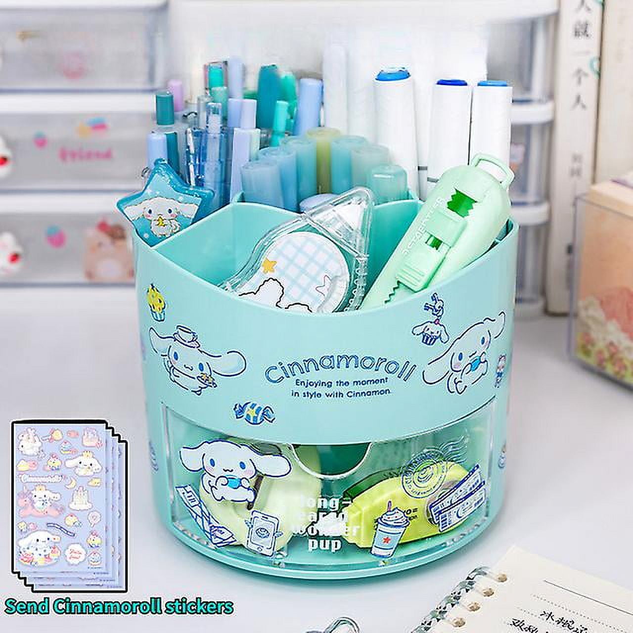 Miniso Sanrio Rotating Pen Holder Storage Box Desk Organizer & Kawaii ...