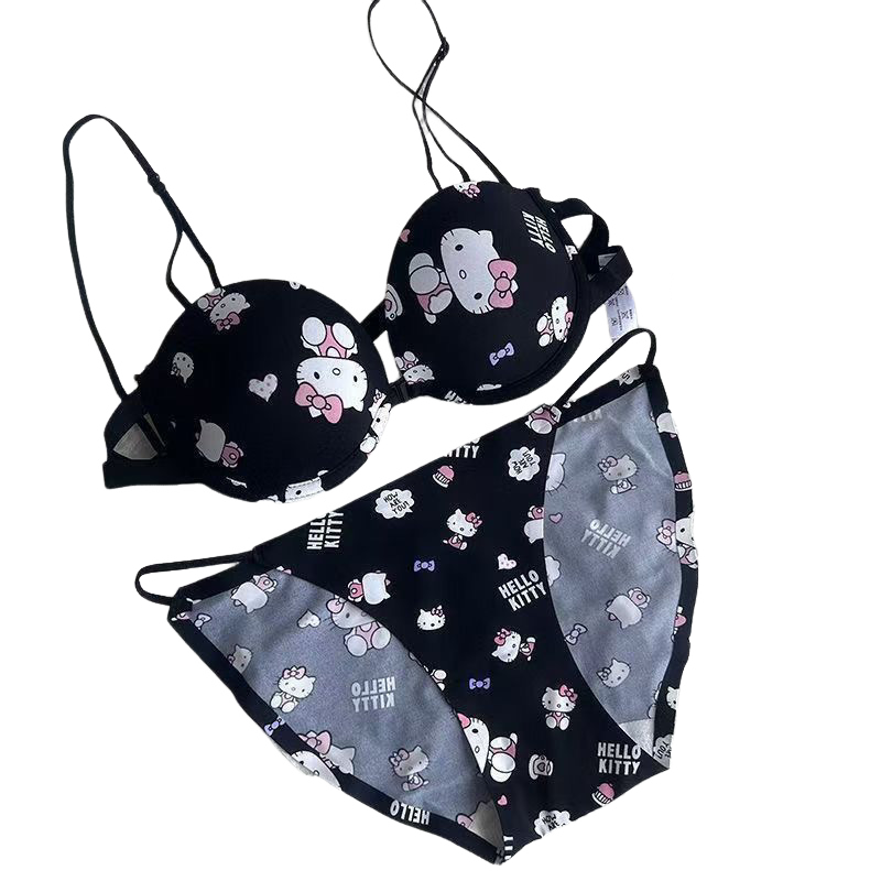 Miniso Sexy Bras Underwear Set Kawaii Hello Kitty Comic Lovely Student ...