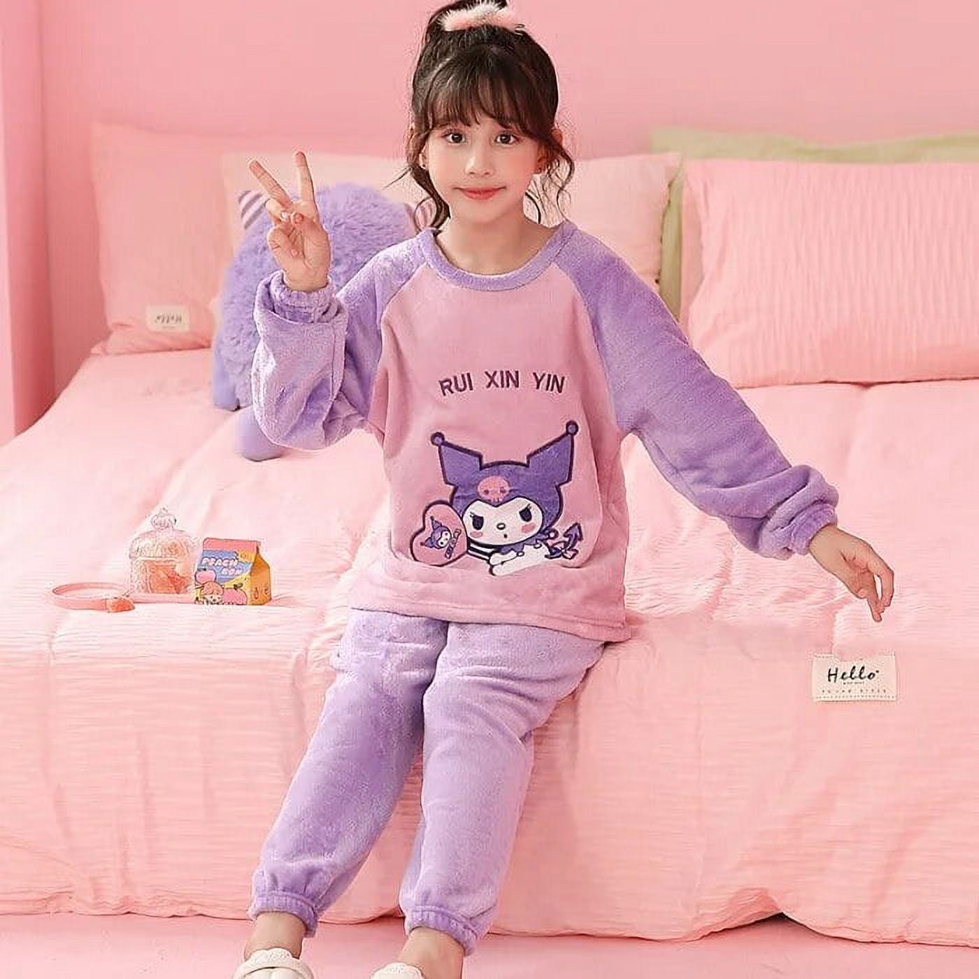 Miniso Winter Pajamas Set Kawaii Kuromi My Melody Cinnamoroll Children ...