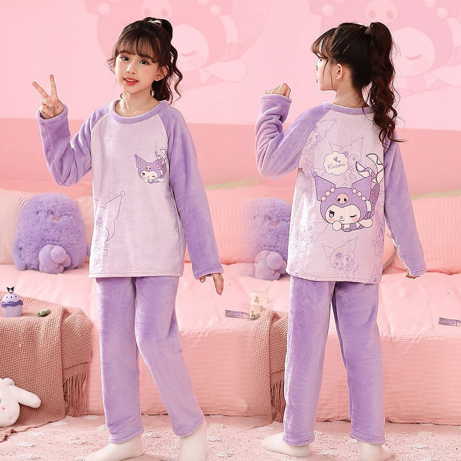 Miniso Winter Pajamas Set Kawaii Kuromi My Melody Cinnamoroll Children ...