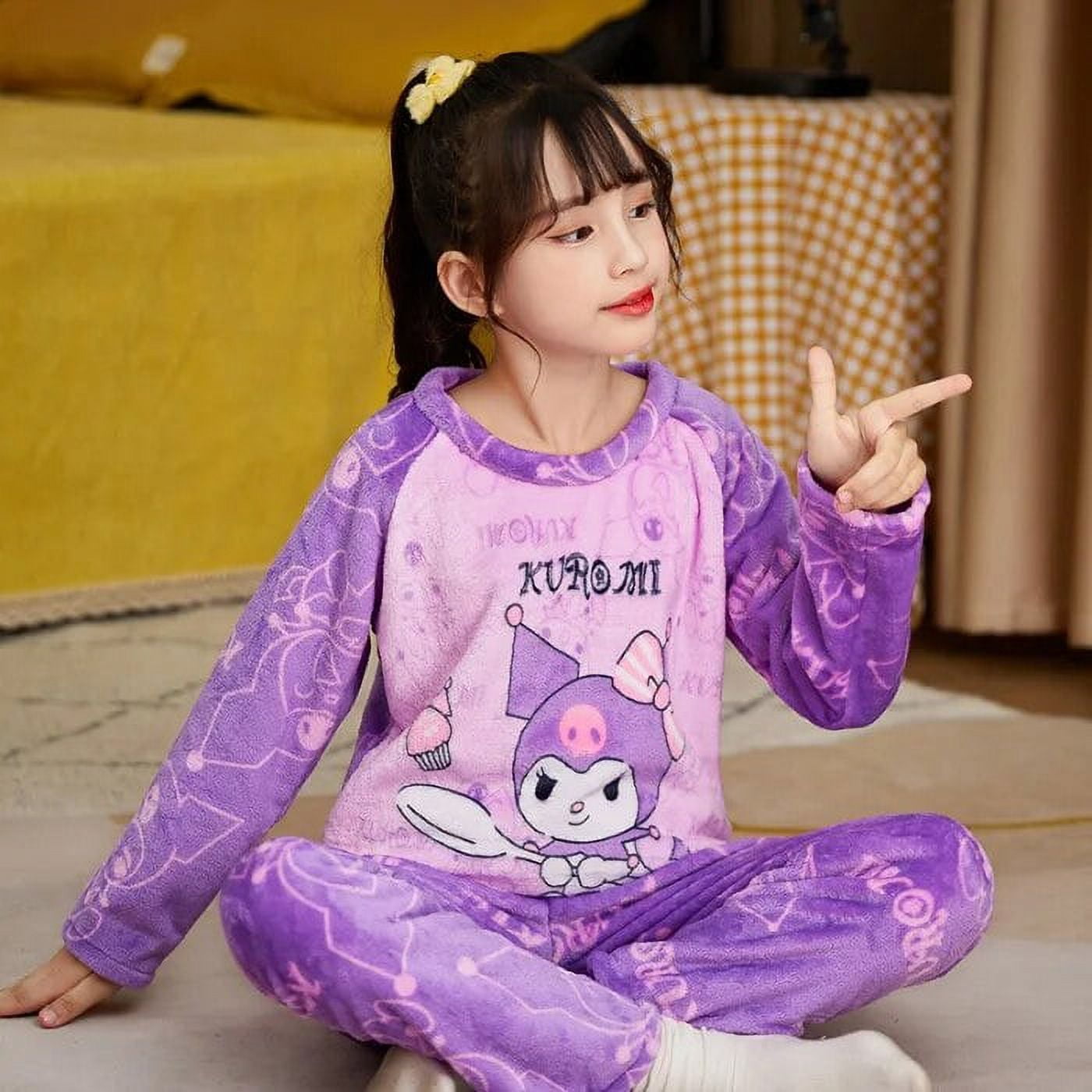 Miniso Winter Pajamas Set Kawaii Kuromi My Melody Cinnamoroll Children ...