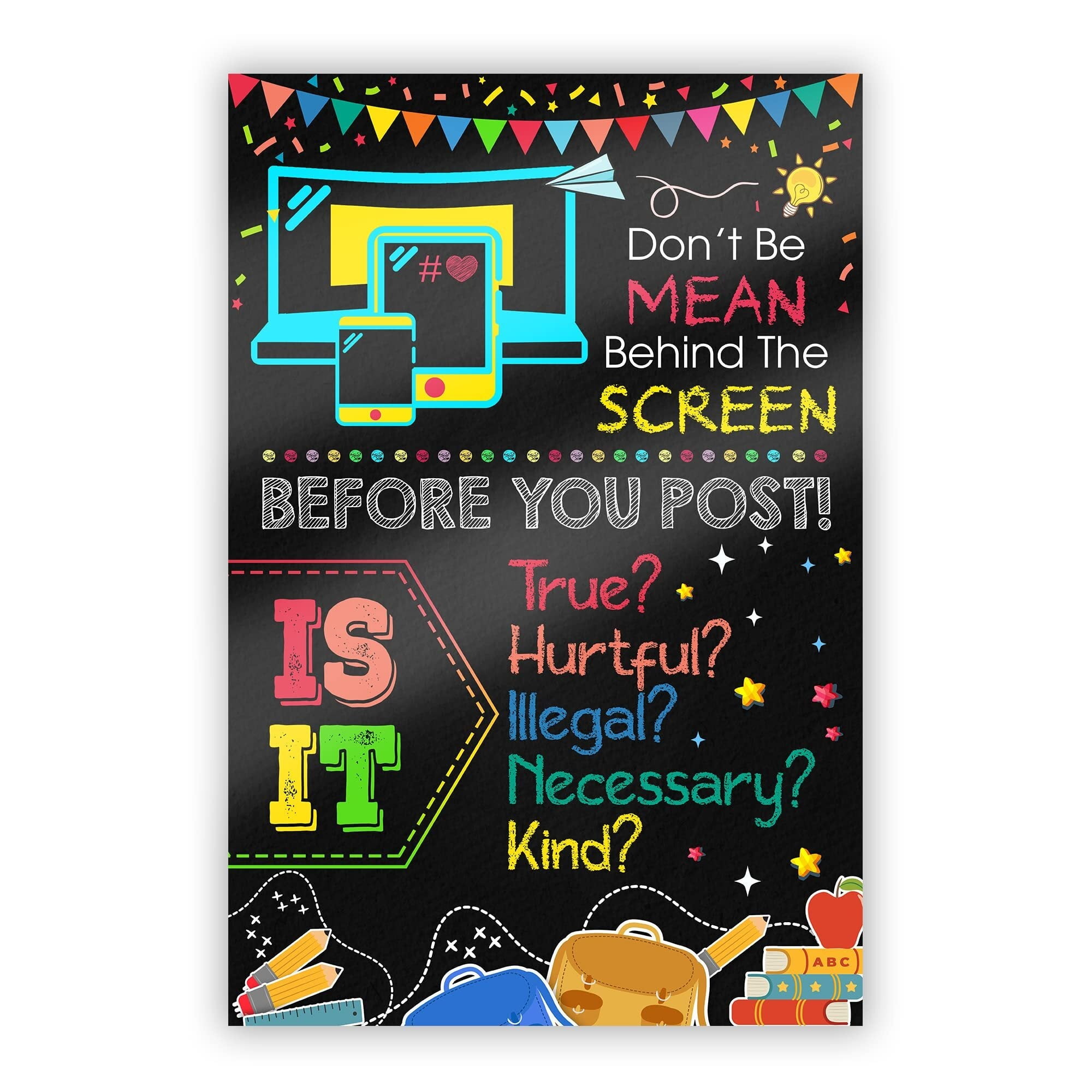 Minitowz Anti Cyber Bully Poster Classroom Decor Counselor Office ...