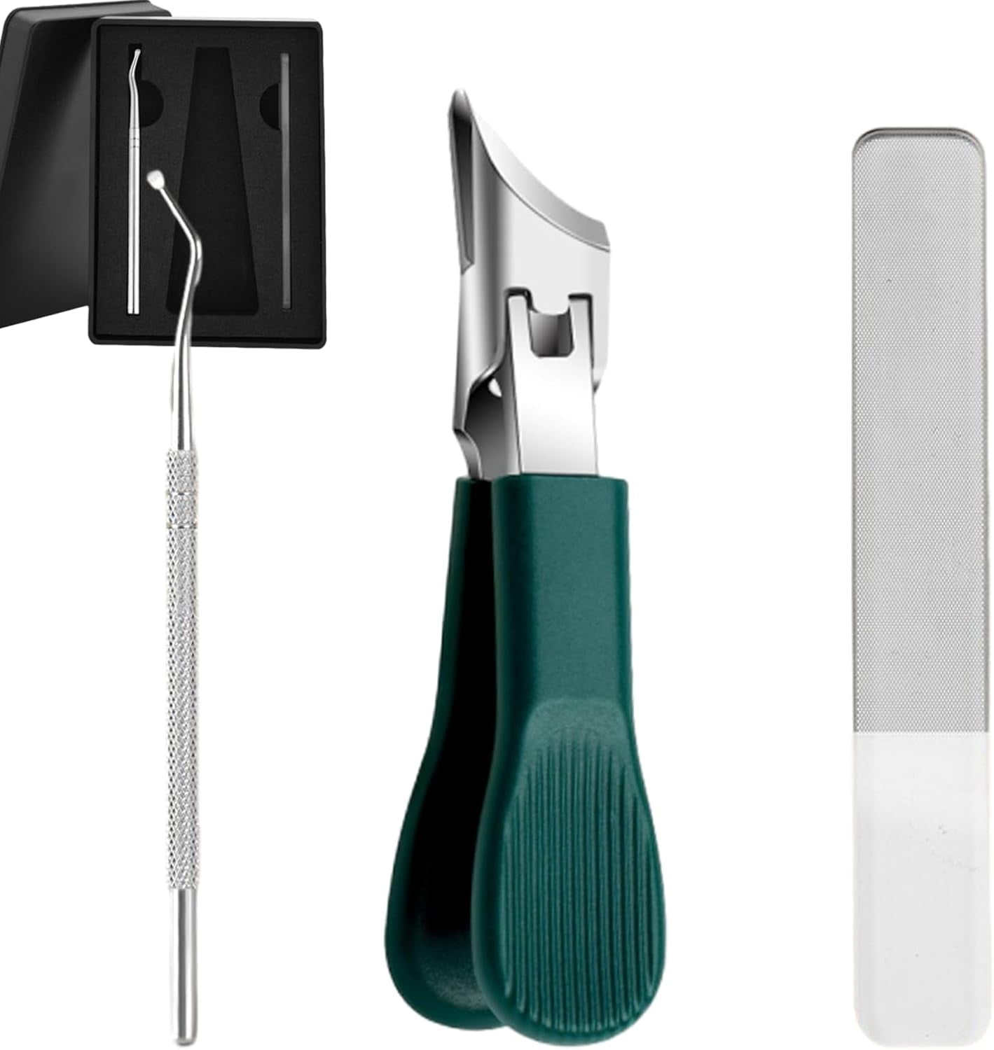 Minivana Nail Clippers, Green Nail Care Tool Set, Black Angled Nail ...