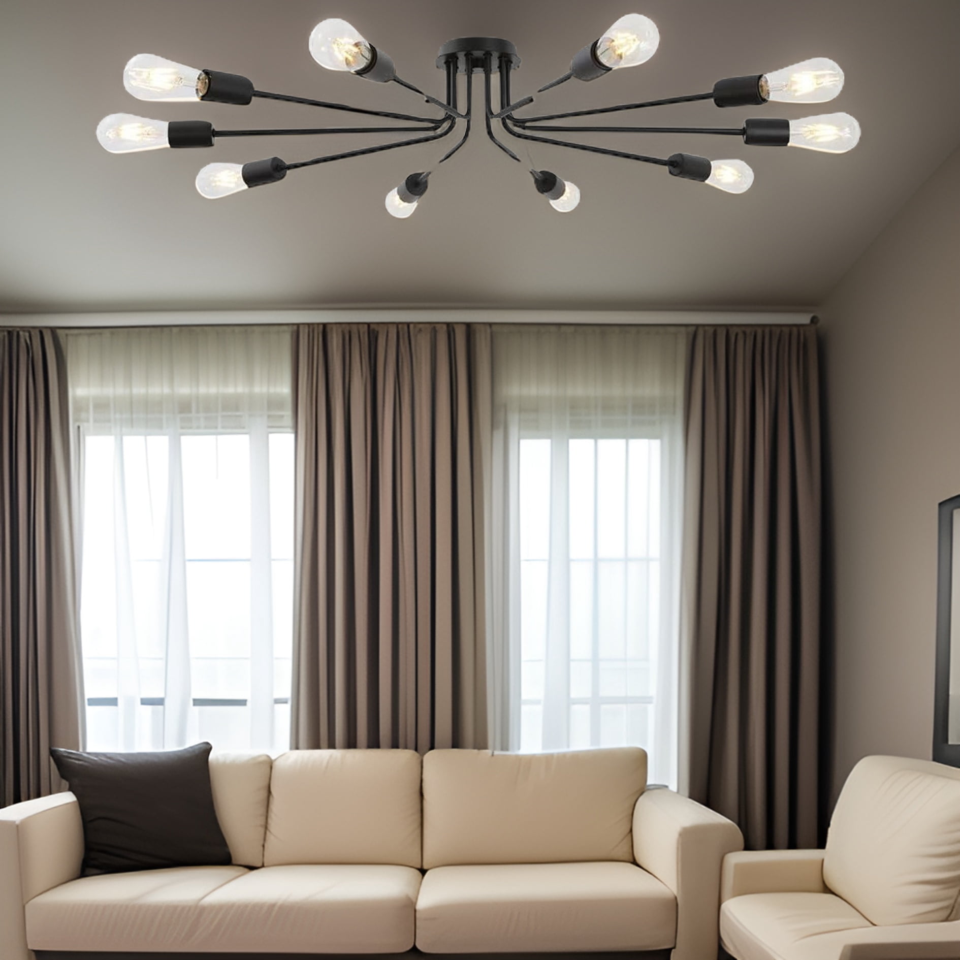 Miniyam 10 Light Sputnik Chandelier Semi Flush Mount Ceiling Light ...