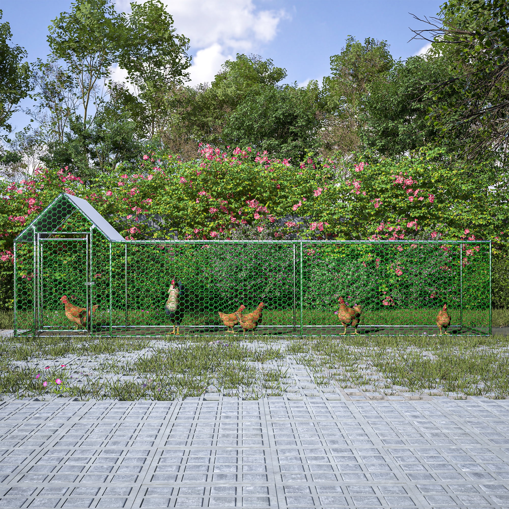 Miniyam 16x3 FT Metal Chicken Coop, Run Backyard Hen House, Poultry ...