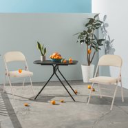 Riviera Rattan Back Folding Chair with Upholstered Seat, Natural ...