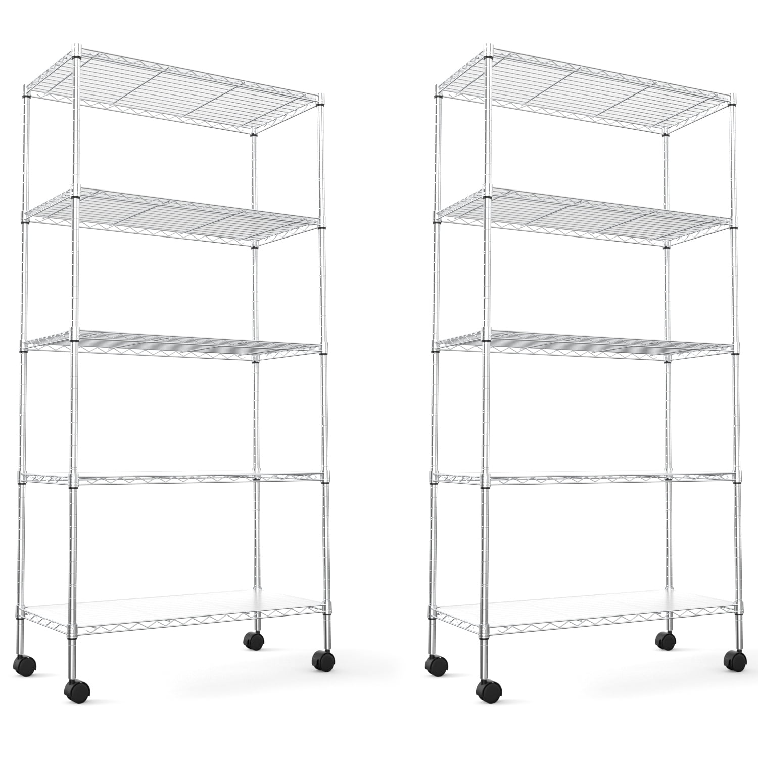 Miniyam 2 Packs 5 Tier Shelf Wire Shelving Unit, NSF Heavy Duty Wire ...
