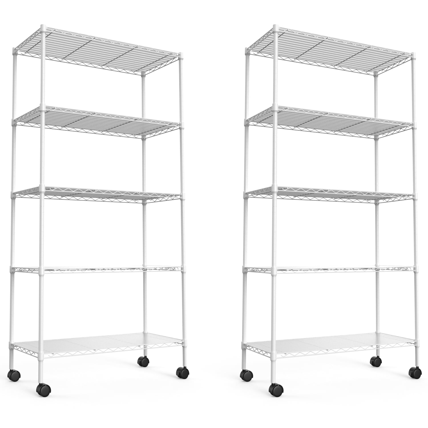 Miniyam 2 Packs 5 Tier Shelf Wire Shelving Unit, NSF Heavy Duty Wire ...