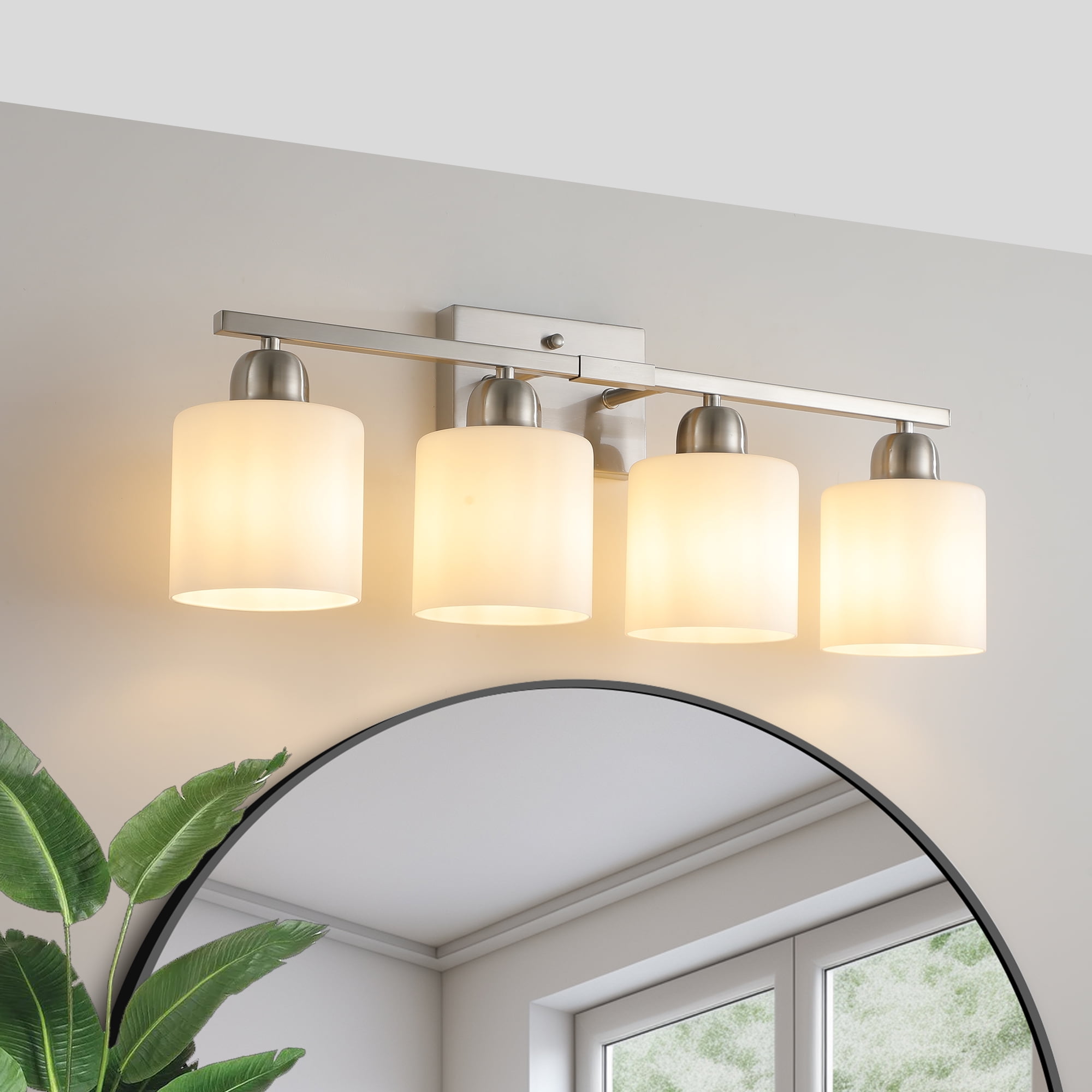 Miniyam 25 in 4 Light Chrome Vanity Light for Bathroom, Wall-Mounted ...