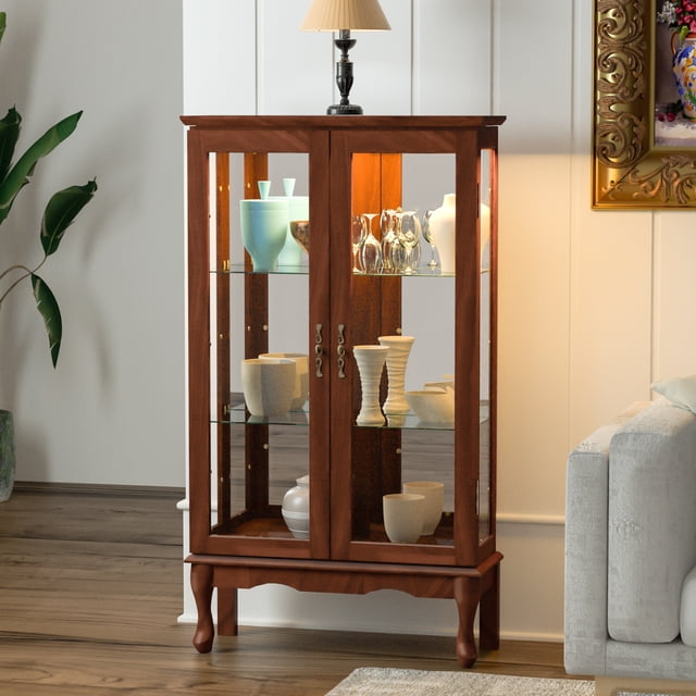 Miniyam 3 Tier Curio Cabinet - Lighted Display Cabinet - Walmart.com