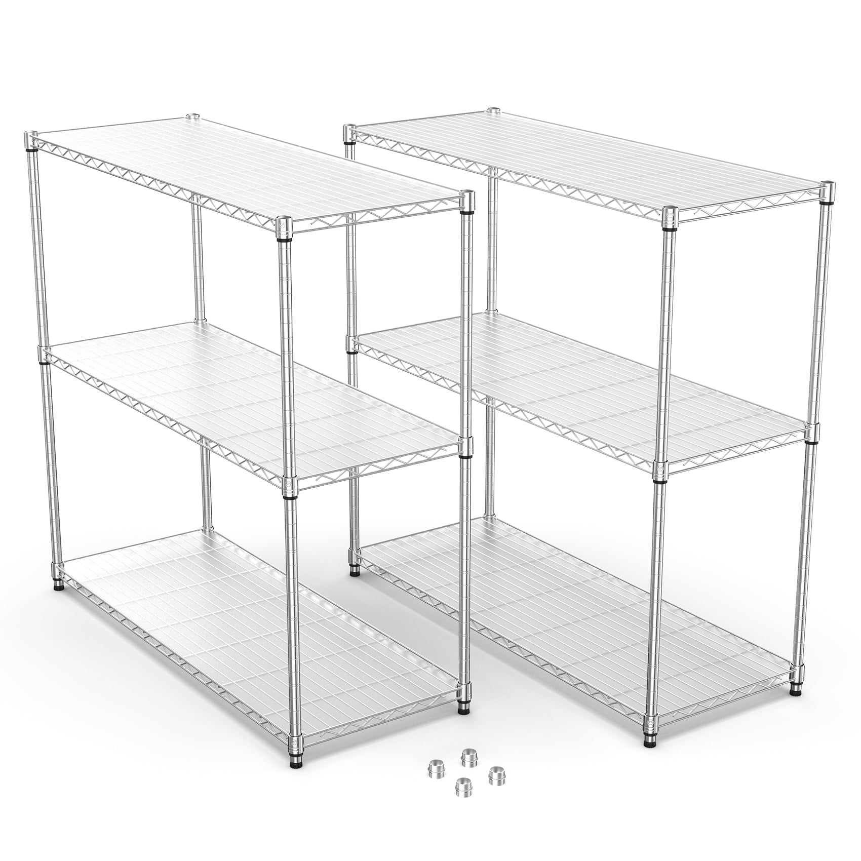 Miniyam 3 Tier Wire Shelving Unit, 2 Packs 1050 LBS NSF Adjustable ...