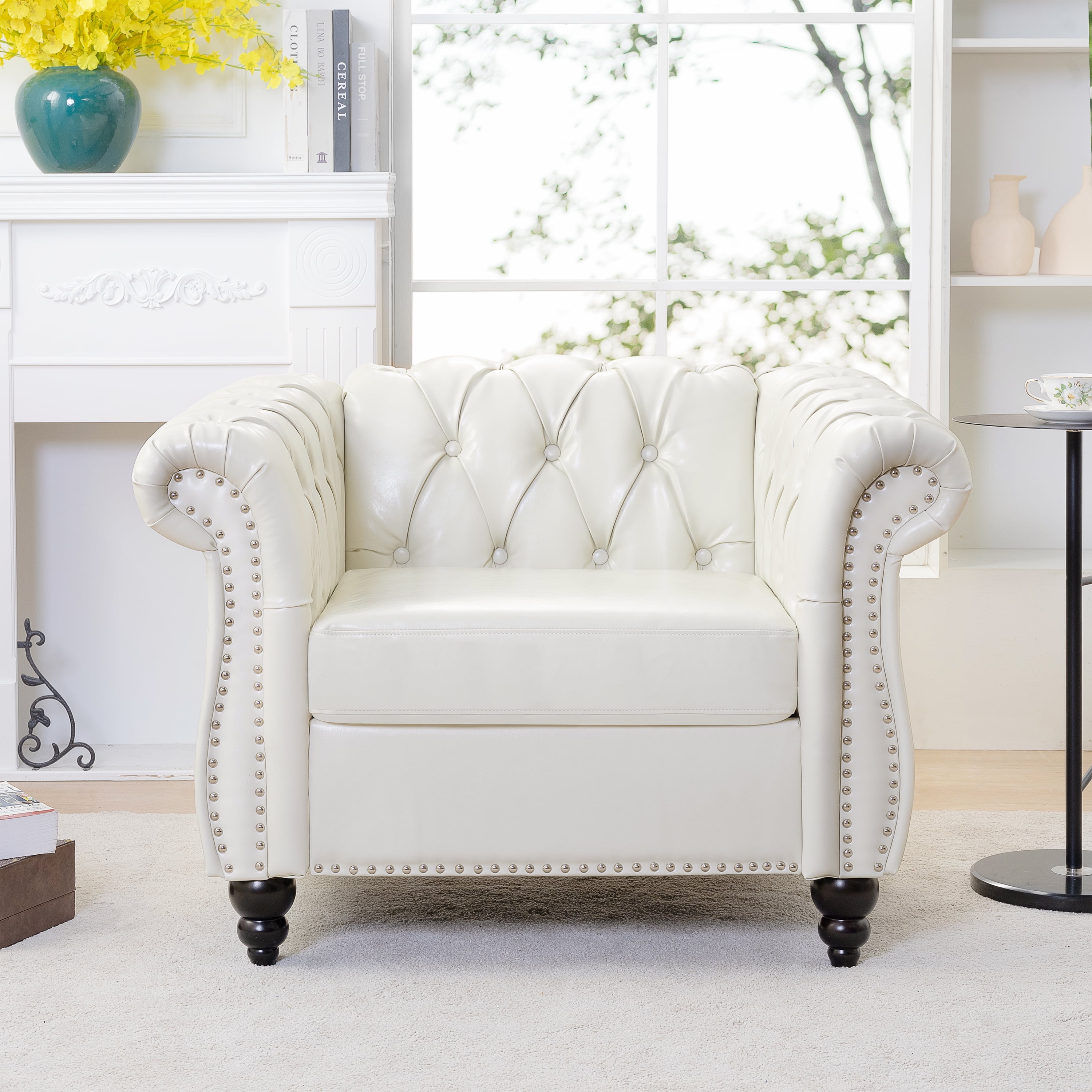 Miniyam 39" Chesterfield Fabric Single Sofa Furniture,Upholstered Sofa ...