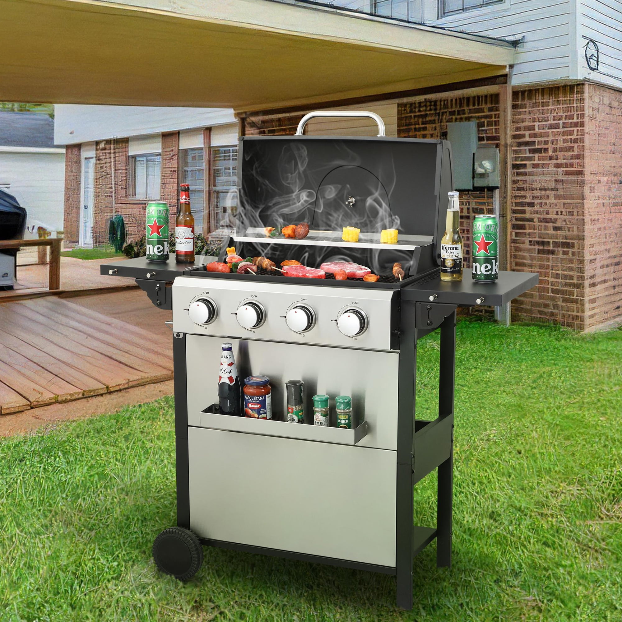 Miniyam 4 Burners Stainless Steel BBQ Propane Gas Grill for Outdoor ...