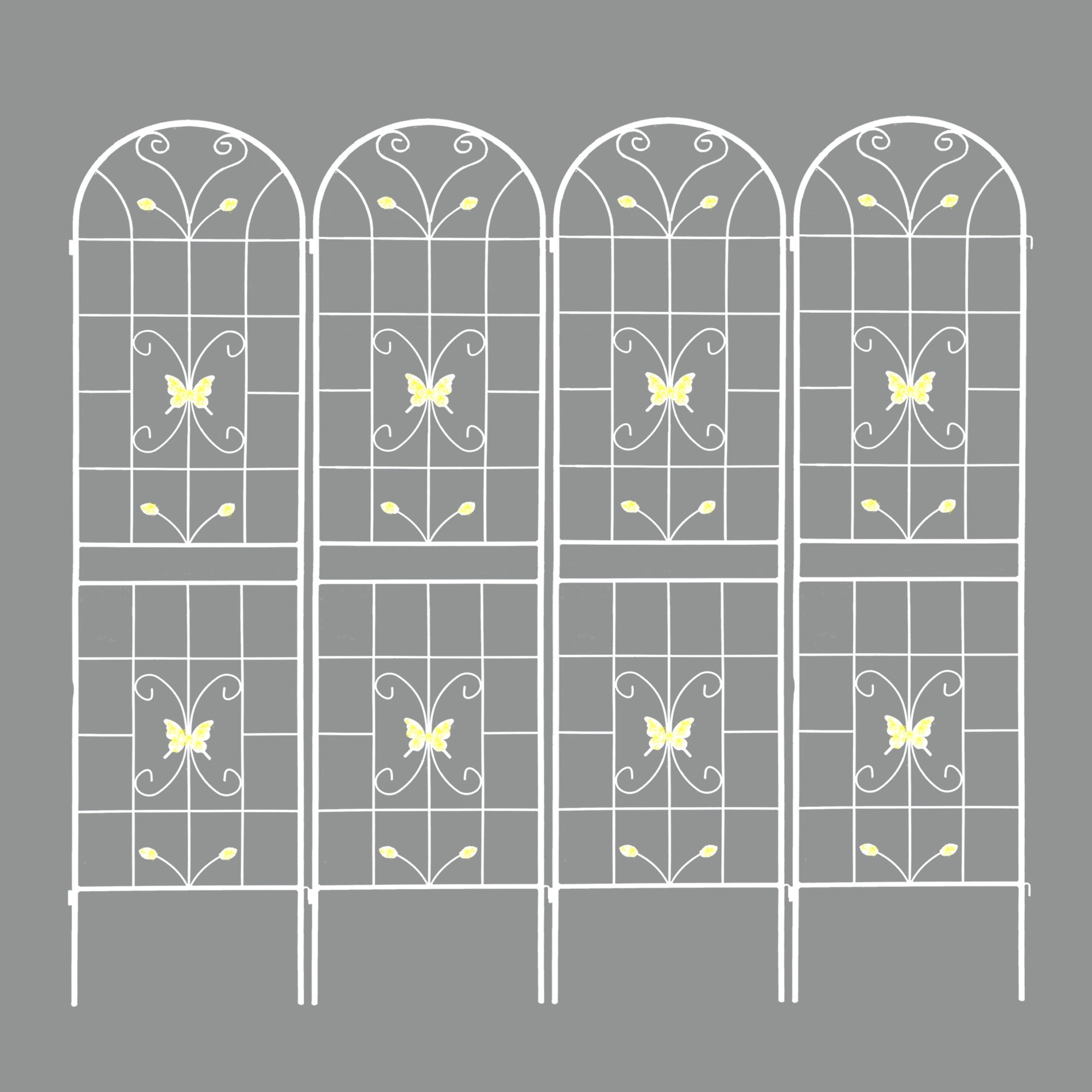 Miniyam 4 Pack 86.7x19.7in Arch Garden Trellis with White Metal Coating ...