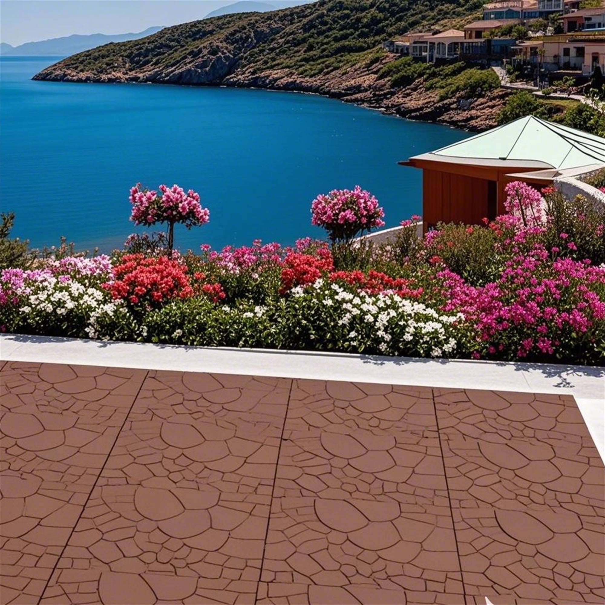 Miniyam 44 Pcs 12"x12" Interlocking Deck Tiles, Rubber Flooring, Patio ...