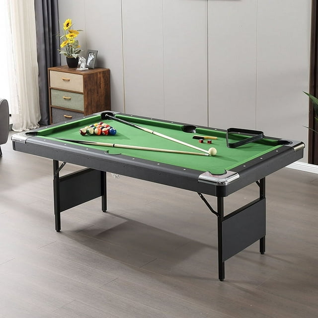 Miniyam 5.5ft Folding Pool Table, Portable Billiards Game Table with ...
