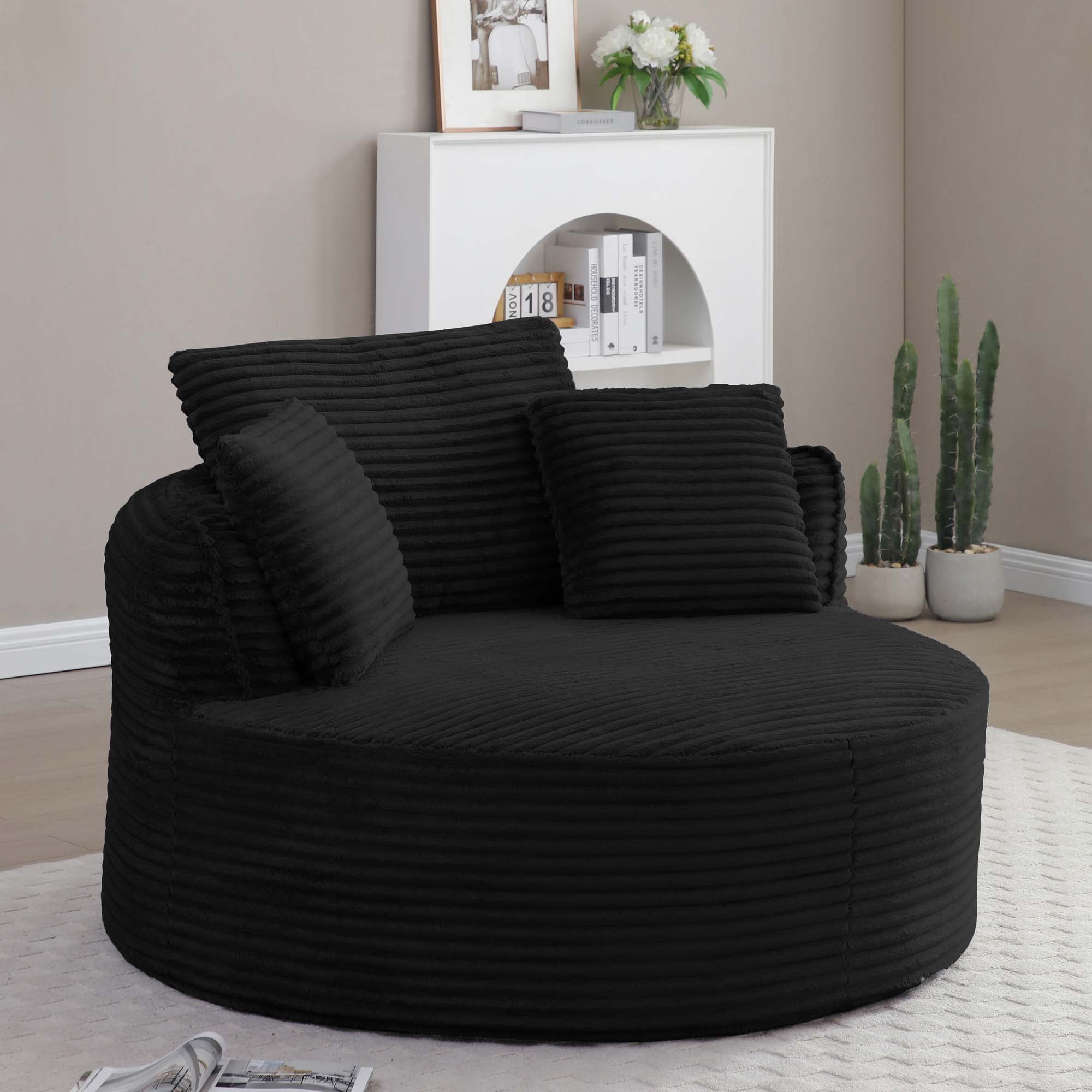 Miniyam 54" Lounge Chair for Living Room, Round Corduroy Chair ...