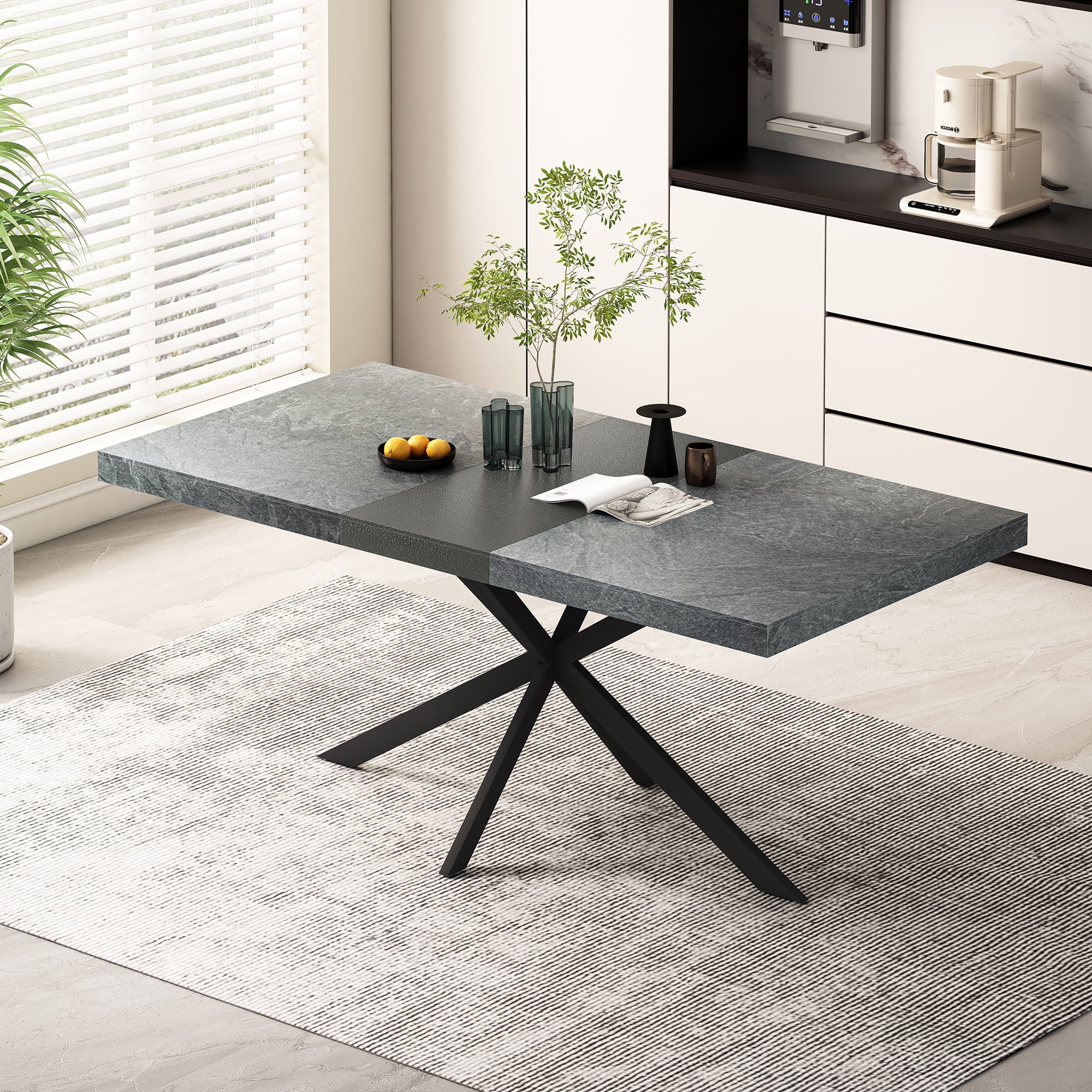 Miniyam 55"–70.8" Extendable Dining Table for 4–8, Durable MDF Tabletop ...