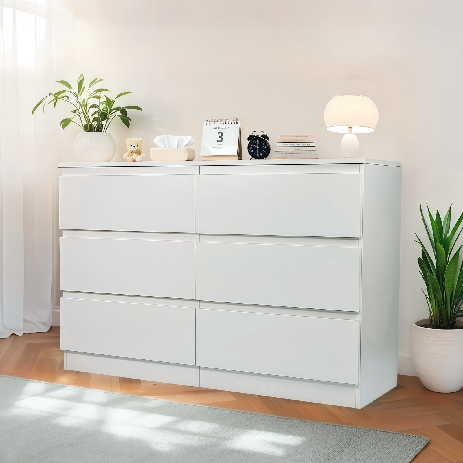 Miniyam 6 Drawer Dresser, Waterproof Wood Storage Cabinet, Modern ...