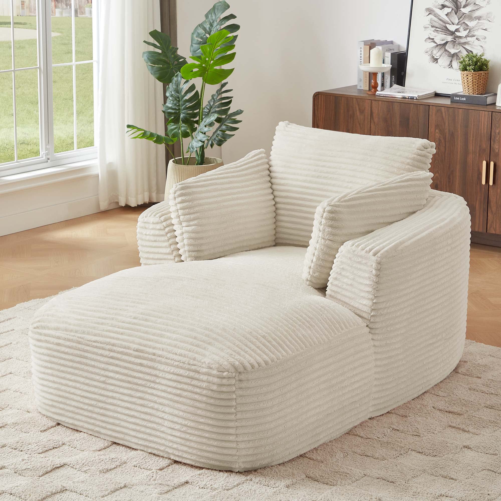 Miniyam 64" x 45" Oversized Chaise Lounge Chair Indoor, Corduroy ...